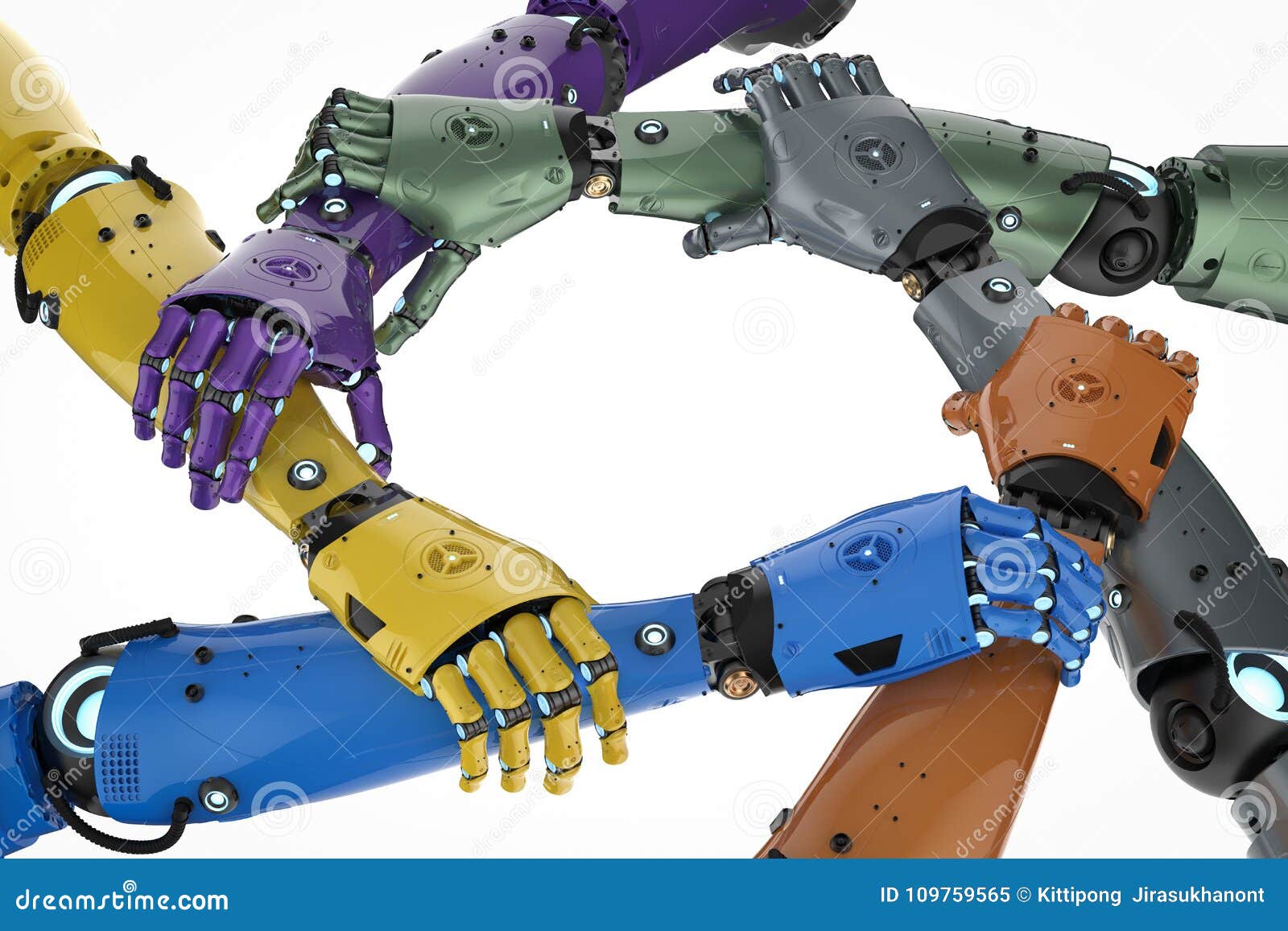 Robot or cyborg teamwork stock illustration. Illustration of friendship ...