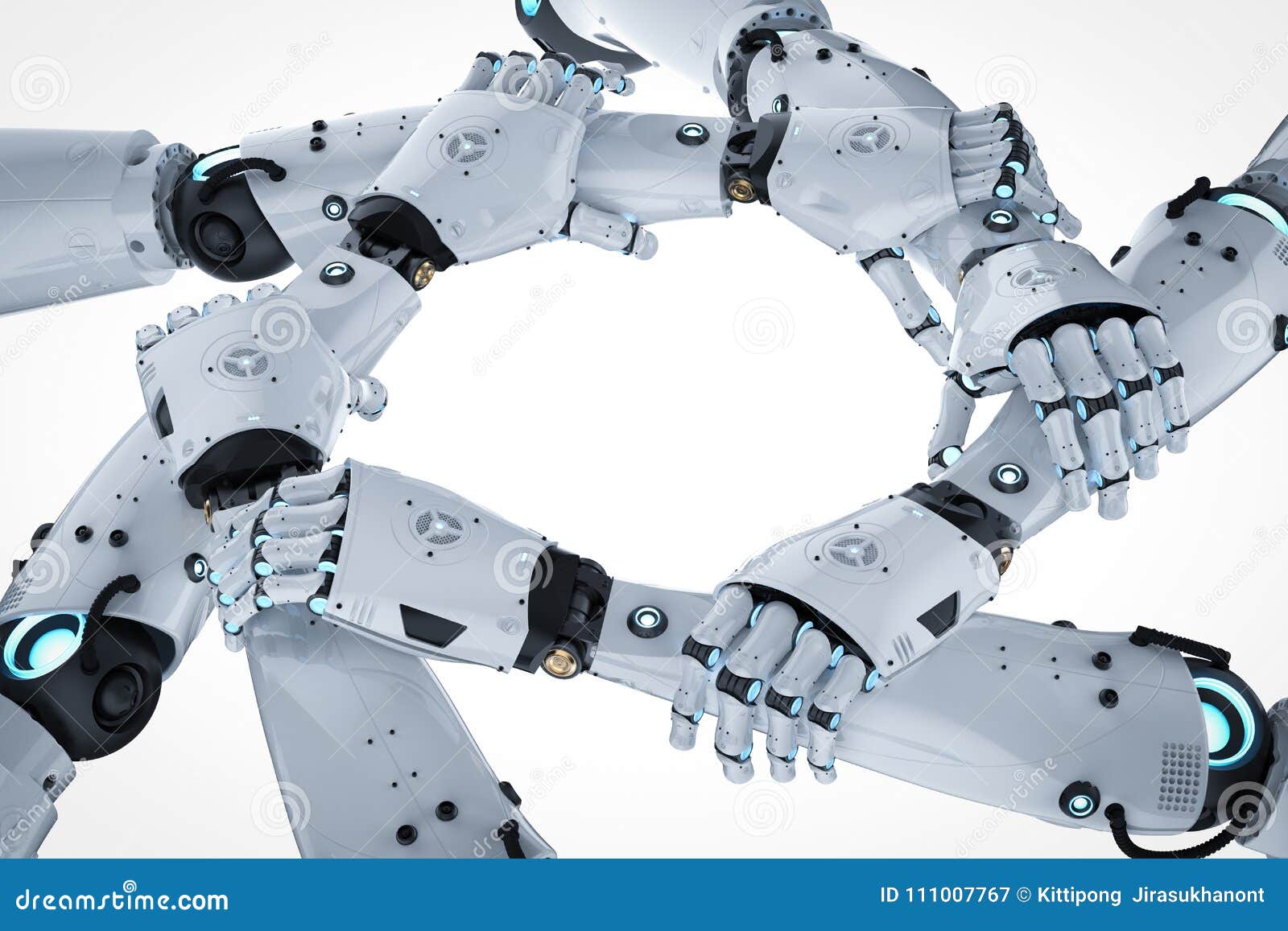 Robot or cyborg teamwork stock illustration. Illustration of join ...