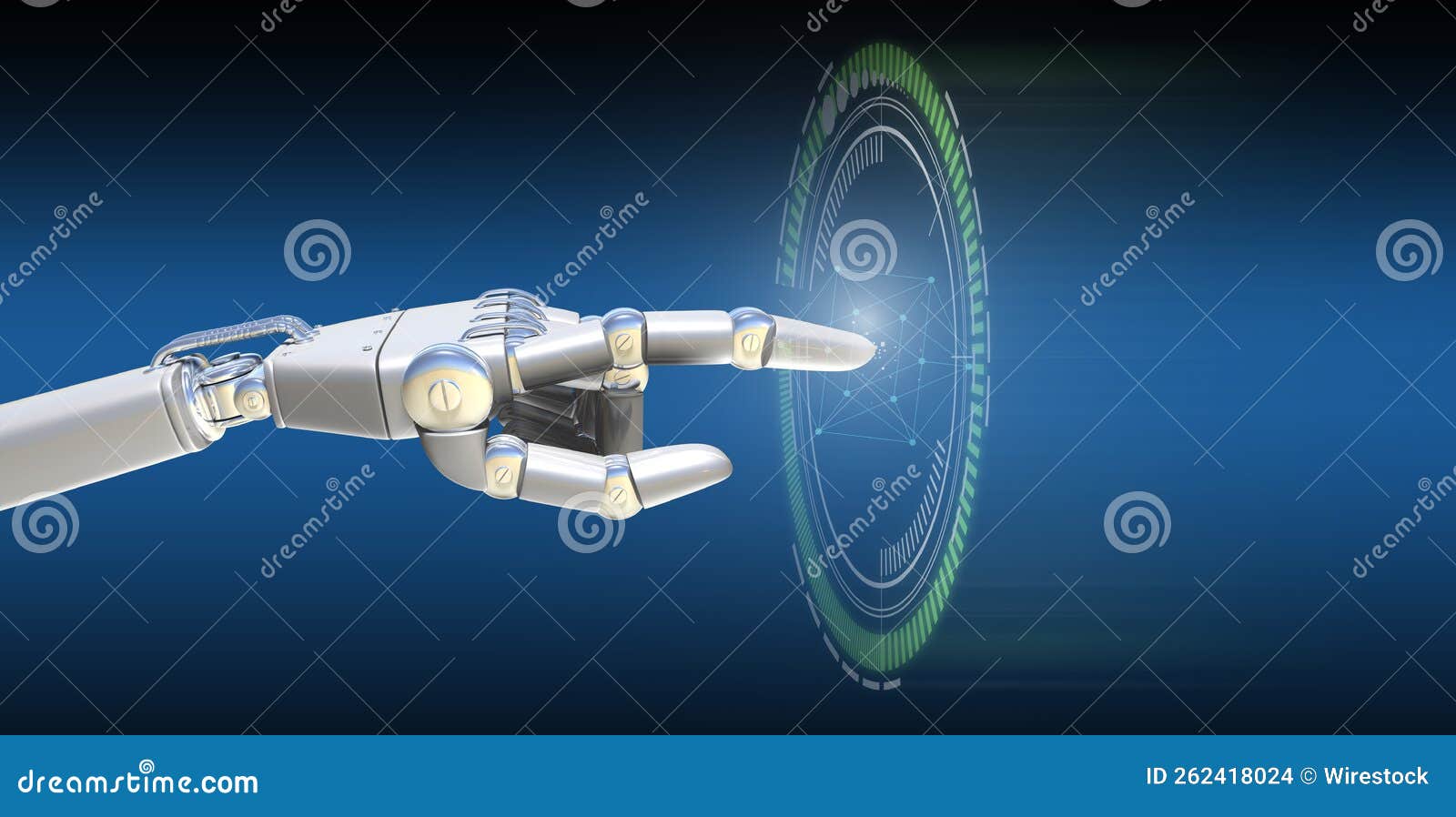 3D Rendering Robot Hand and Pointing Finger Stock Illustration ...