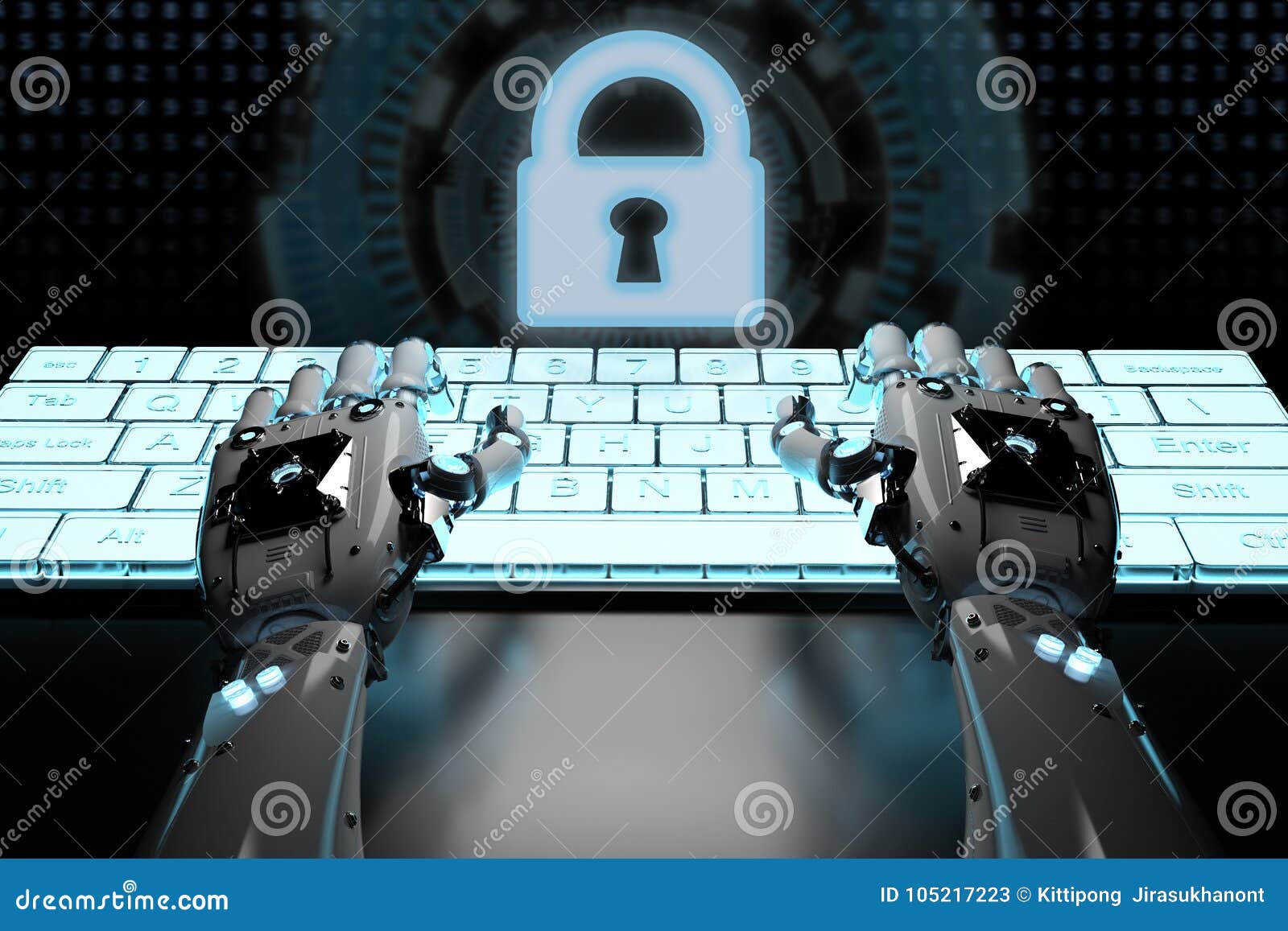 Robot Hand with Keypad Lock Stock Illustration - Illustration of ...