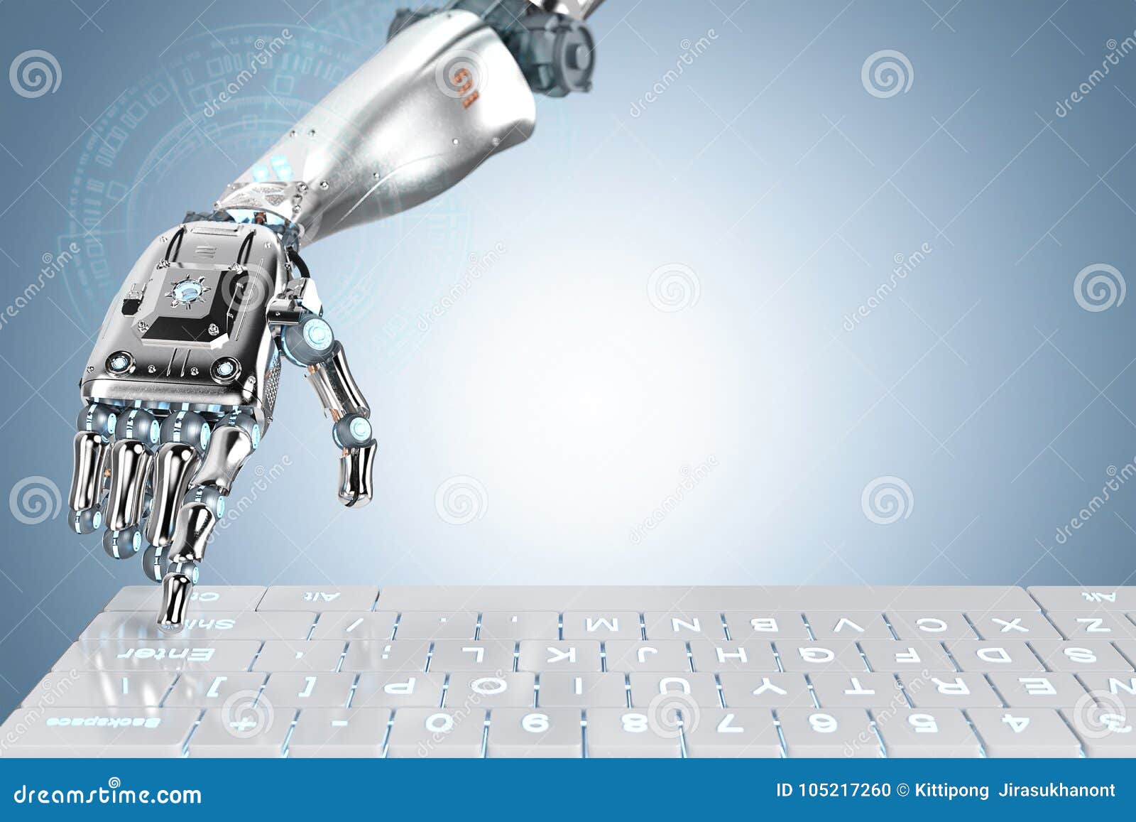 Robot hand with keyboard stock illustration. Illustration of robot ...