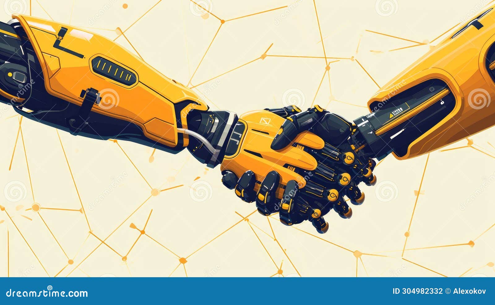 3d Rendering Robot Hand with Yellow Robotic Arm Isolated on White ...