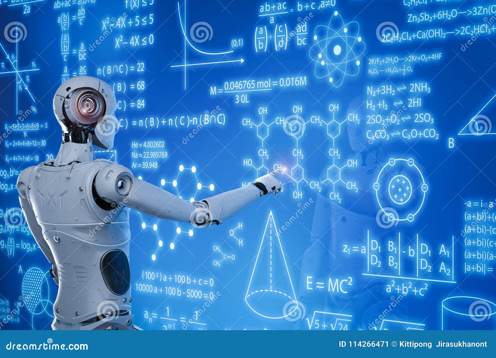 Robot with education hud stock illustration. Illustration of digital ...