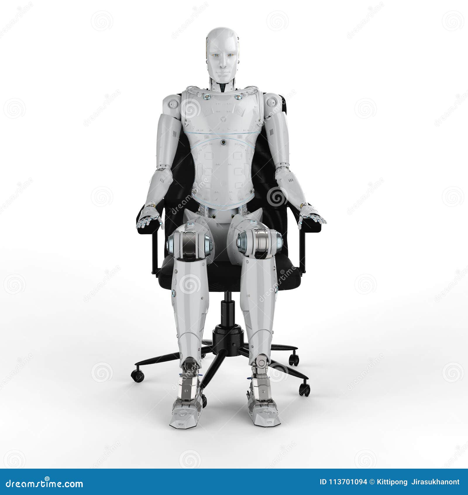 Robot sit on chair stock illustration. Illustration of white - 113701094