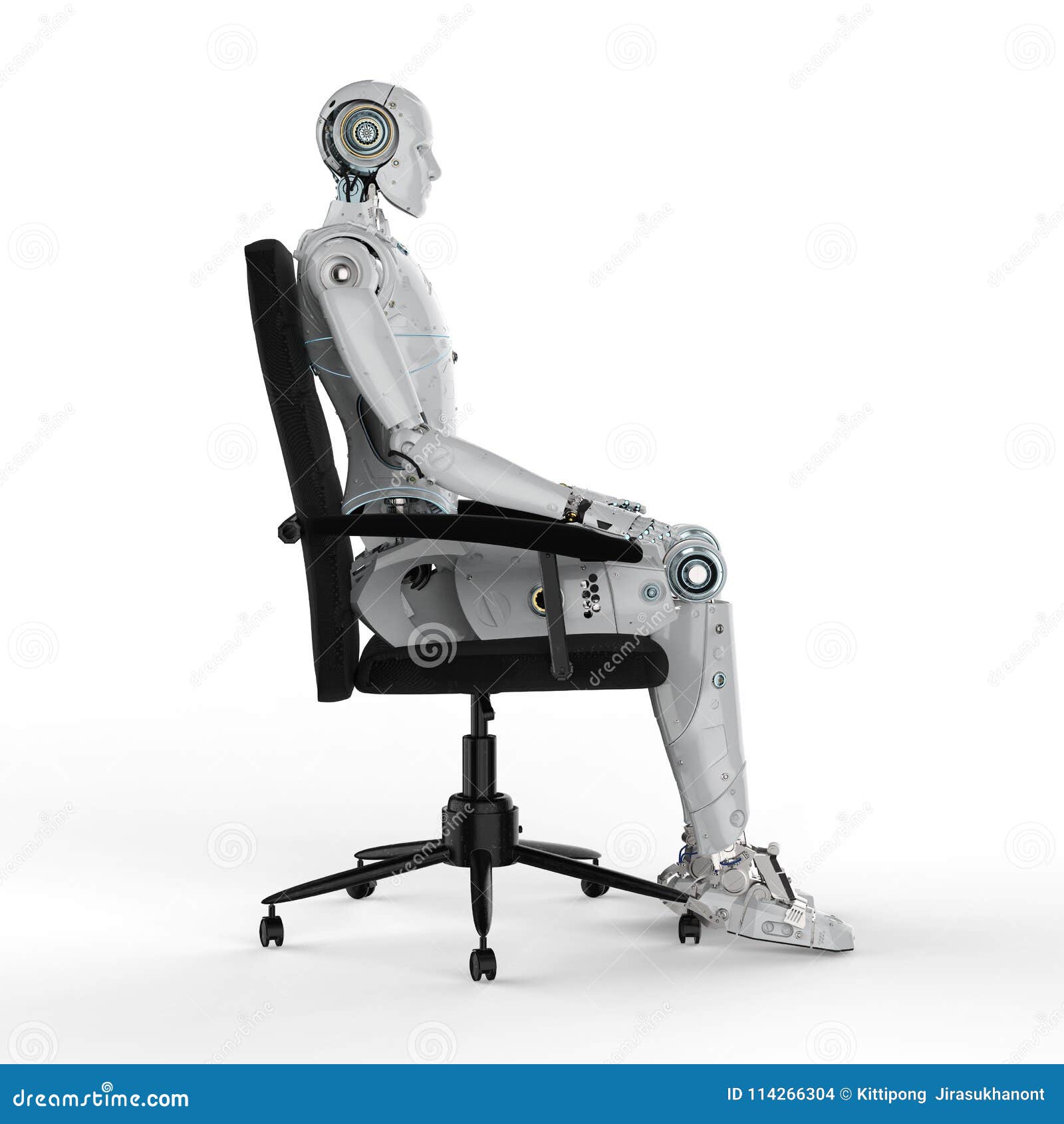 Robot sit on chair stock illustration. Illustration of automaton ...