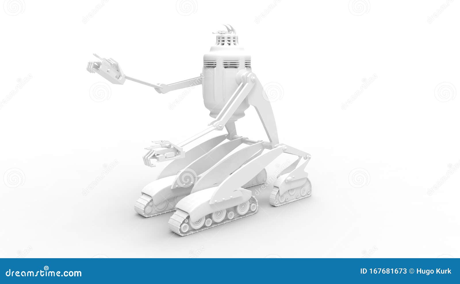 3d Rendering of a Robot on Track Wheels Isolated in Studio Background ...