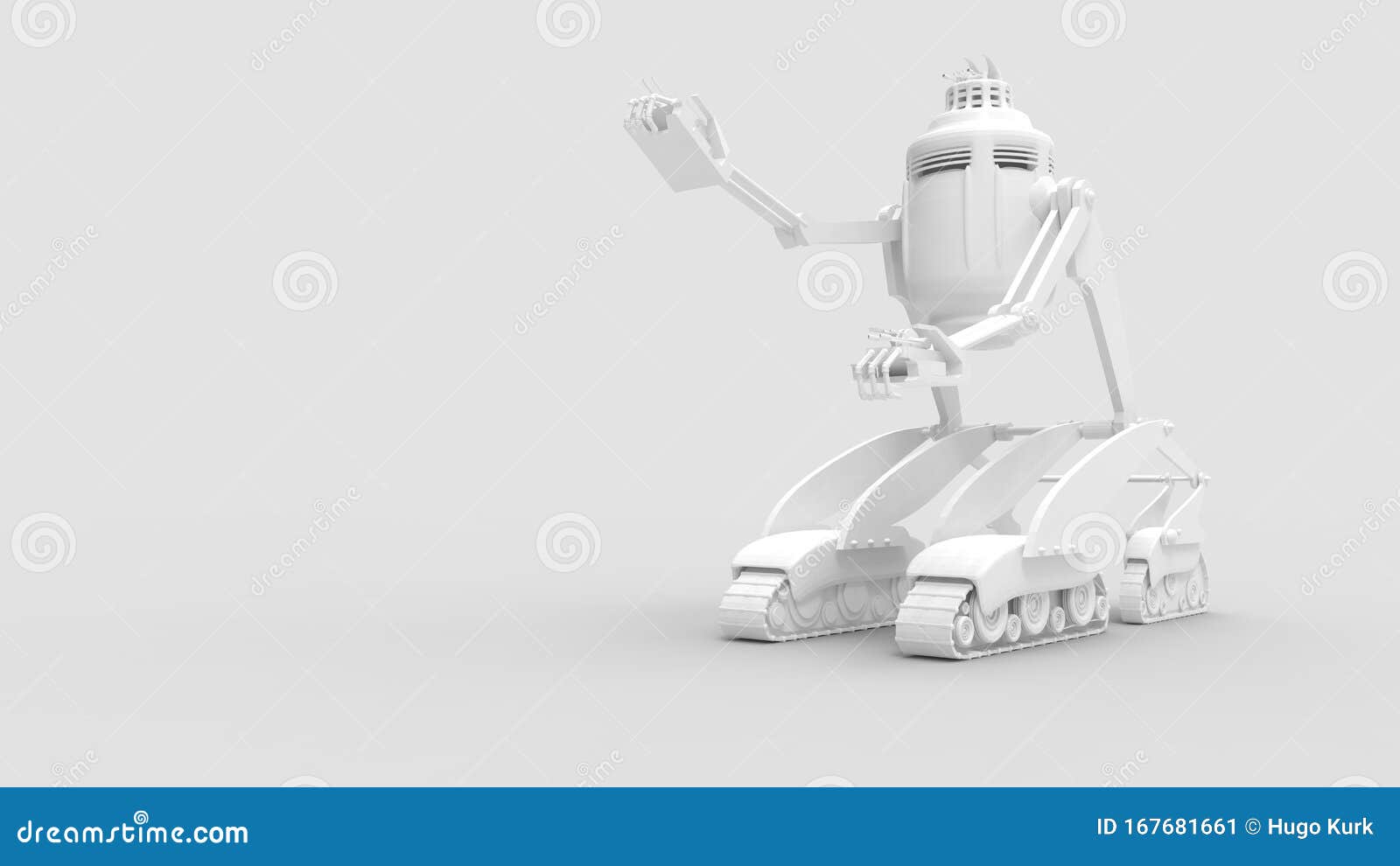 3d Rendering of a Robot on Track Wheels Isolated in Studio Background ...