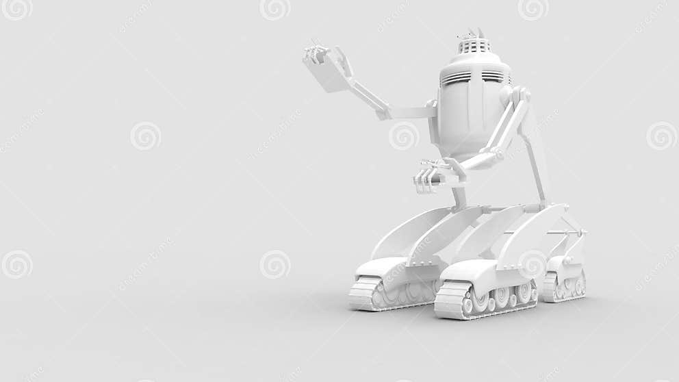 3d Rendering of a Robot on Track Wheels Isolated in Studio Background ...