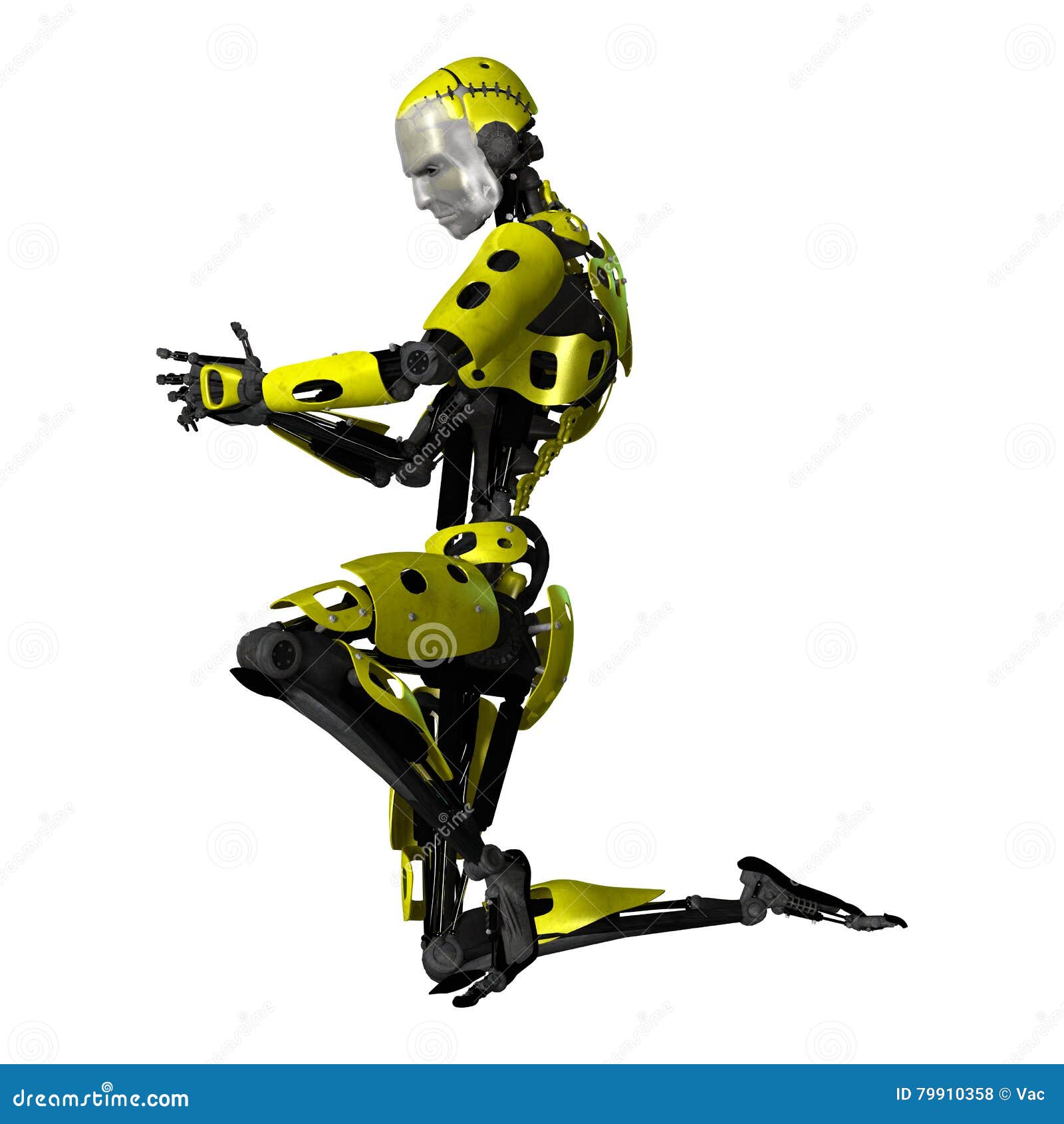 3D Rendering Robot on White Stock Illustration - Illustration of ...
