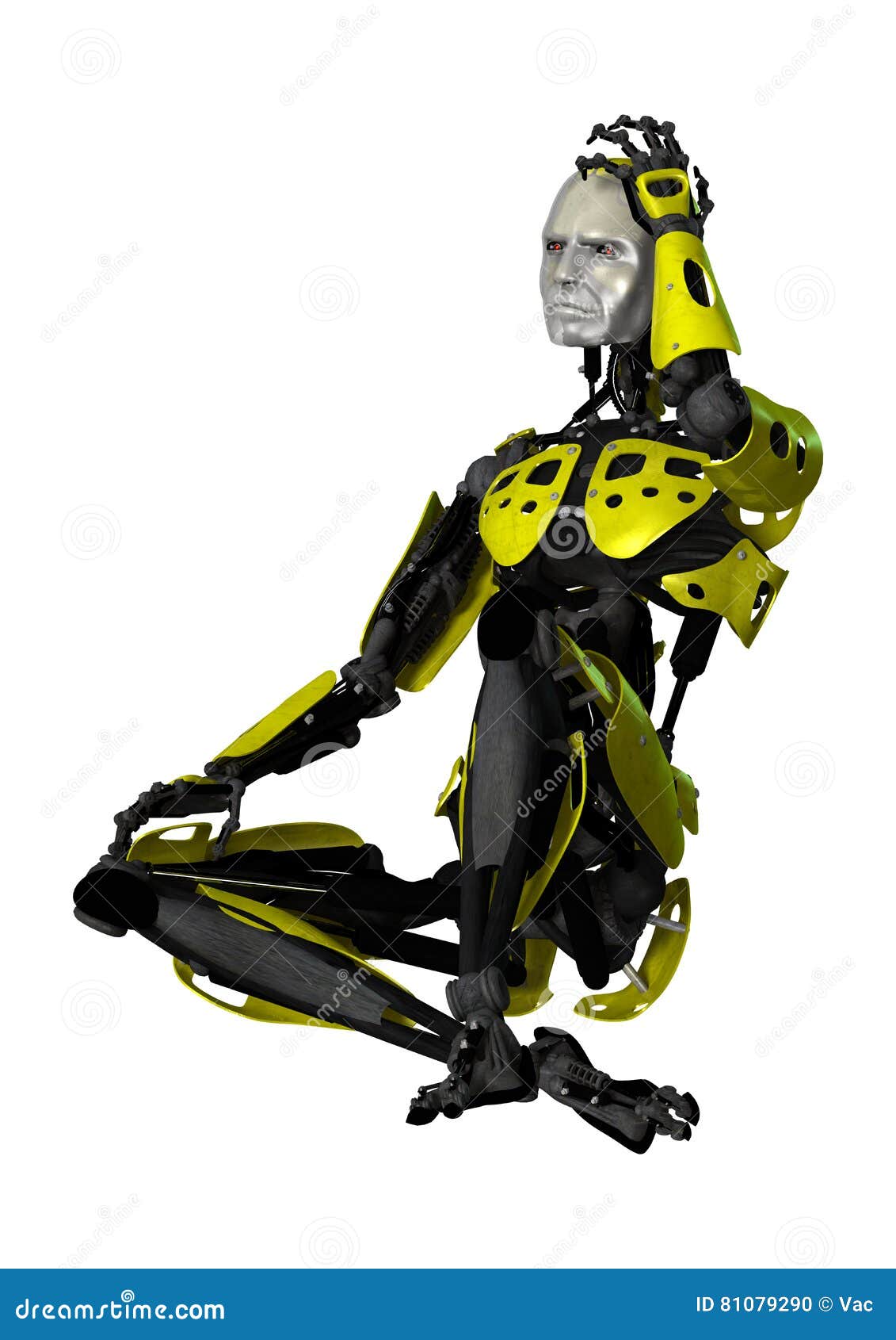 3D Rendering Robot on White Stock Illustration - Illustration of ...