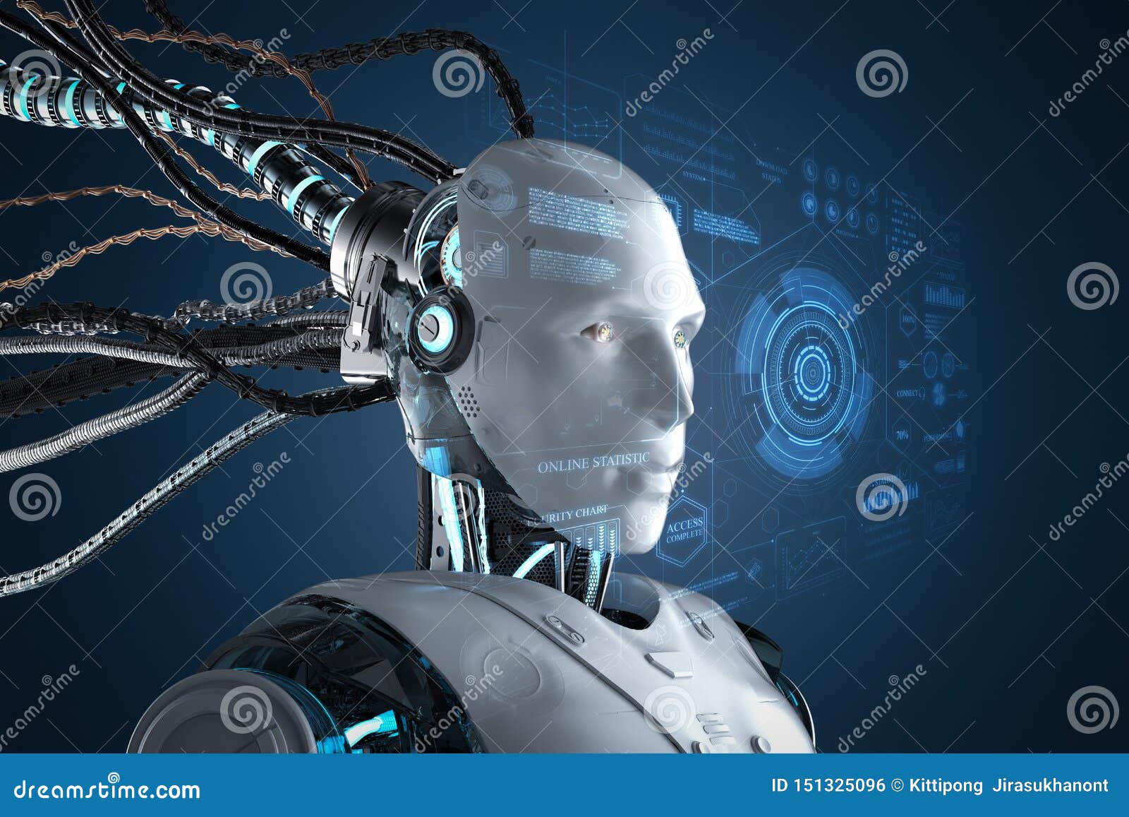 Robot with graphic display stock illustration. Illustration of network ...
