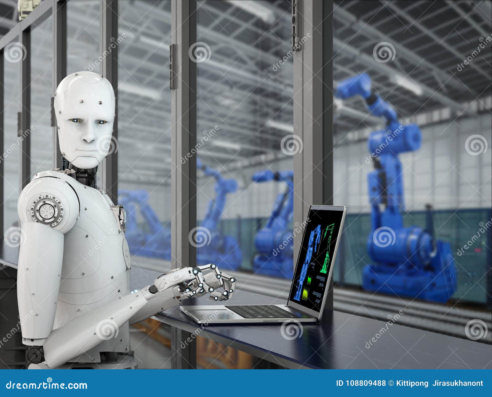 Robot in factory stock photo. Image of automaton, industry - 108809488