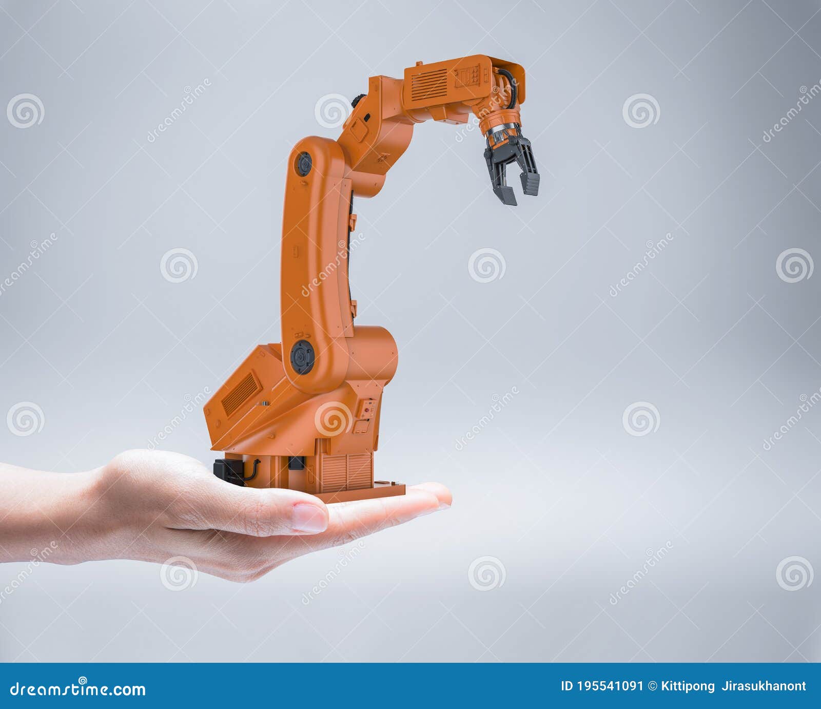 Human Hand Present Robot Arm Stock Illustration - Illustration of ...