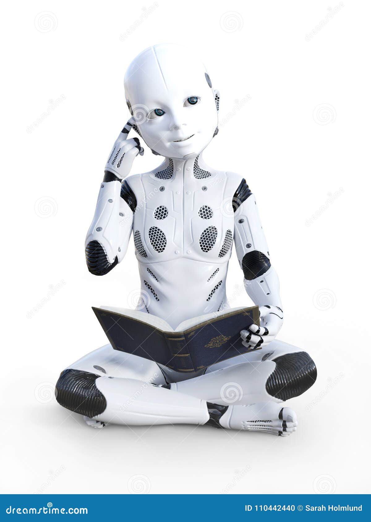 3D Rendering Of Child Robot Head With Space Background. Royalty-Free ...