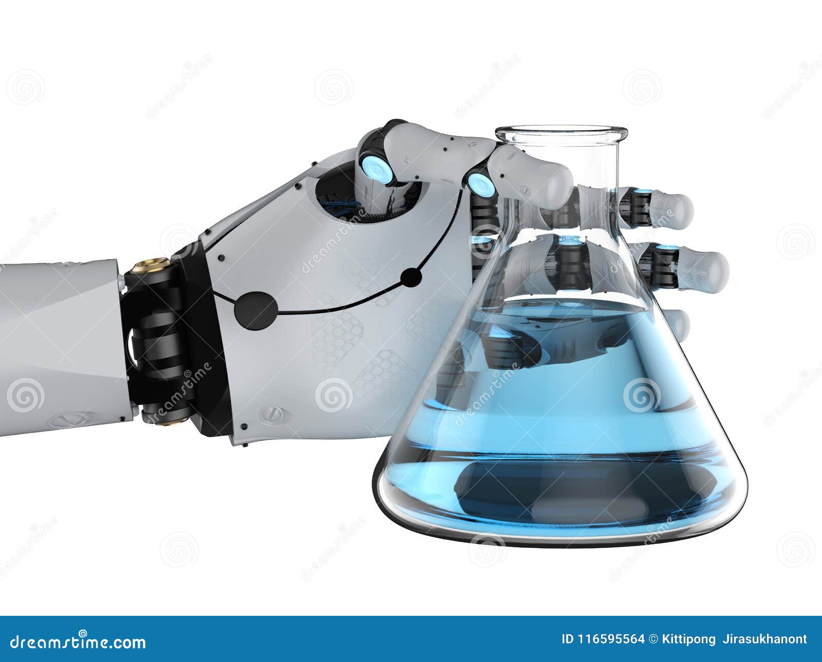 Robotic Hand Holding Beaker Stock Illustration - Illustration of glass ...