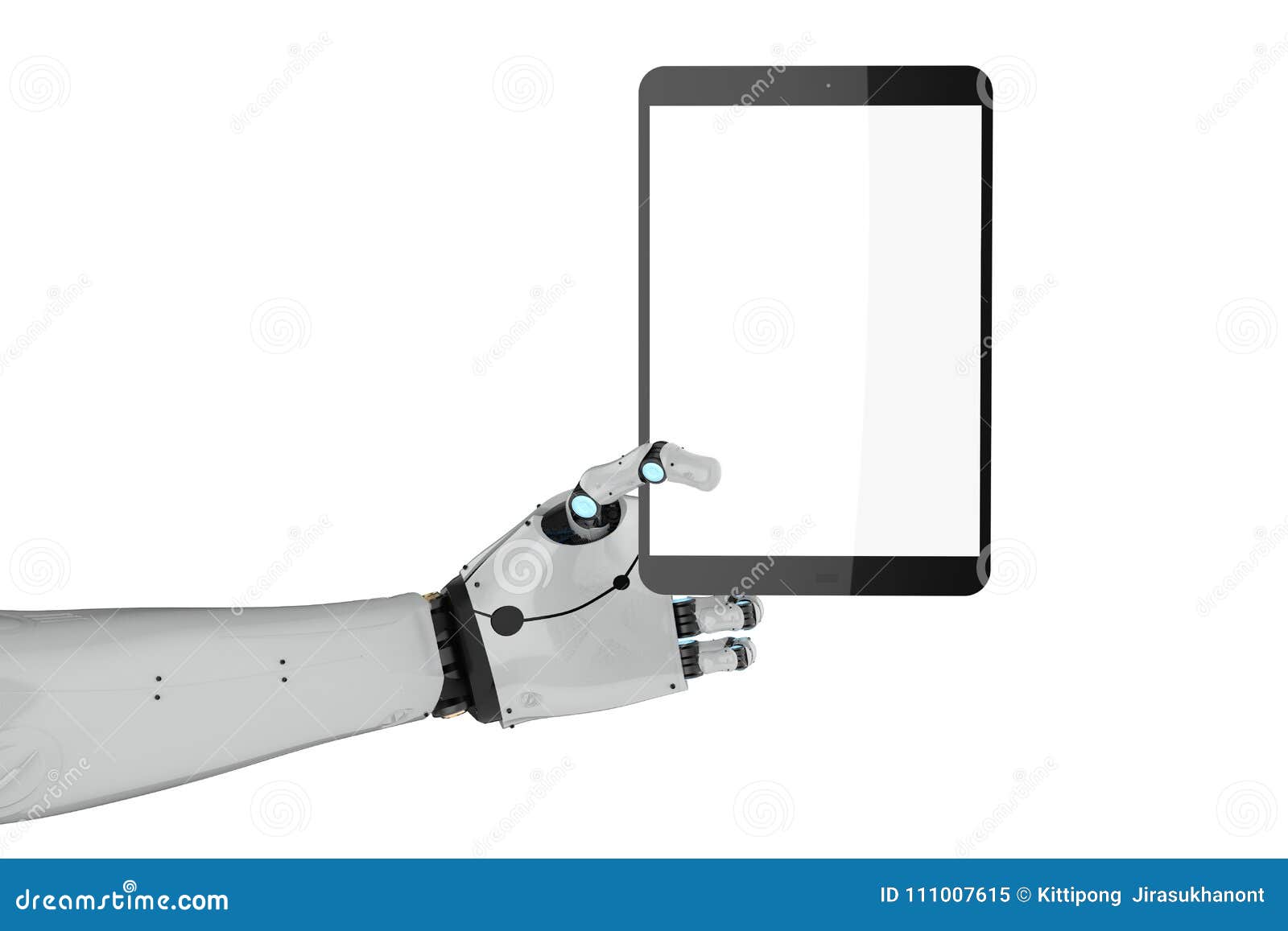 Robot hold tablet stock illustration. Illustration of gadget - 111007615