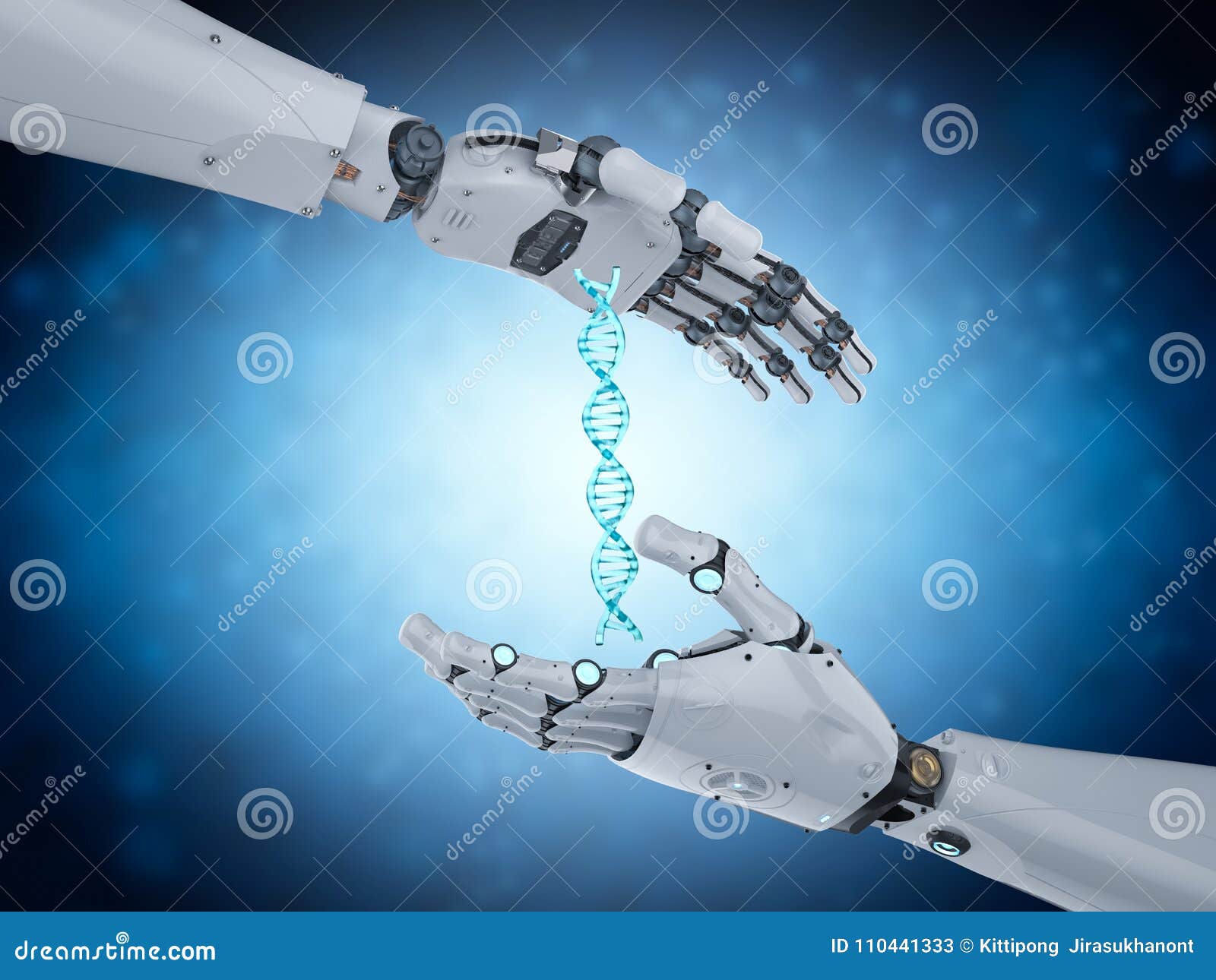 Robot hold dna helix stock illustration. Illustration of android ...