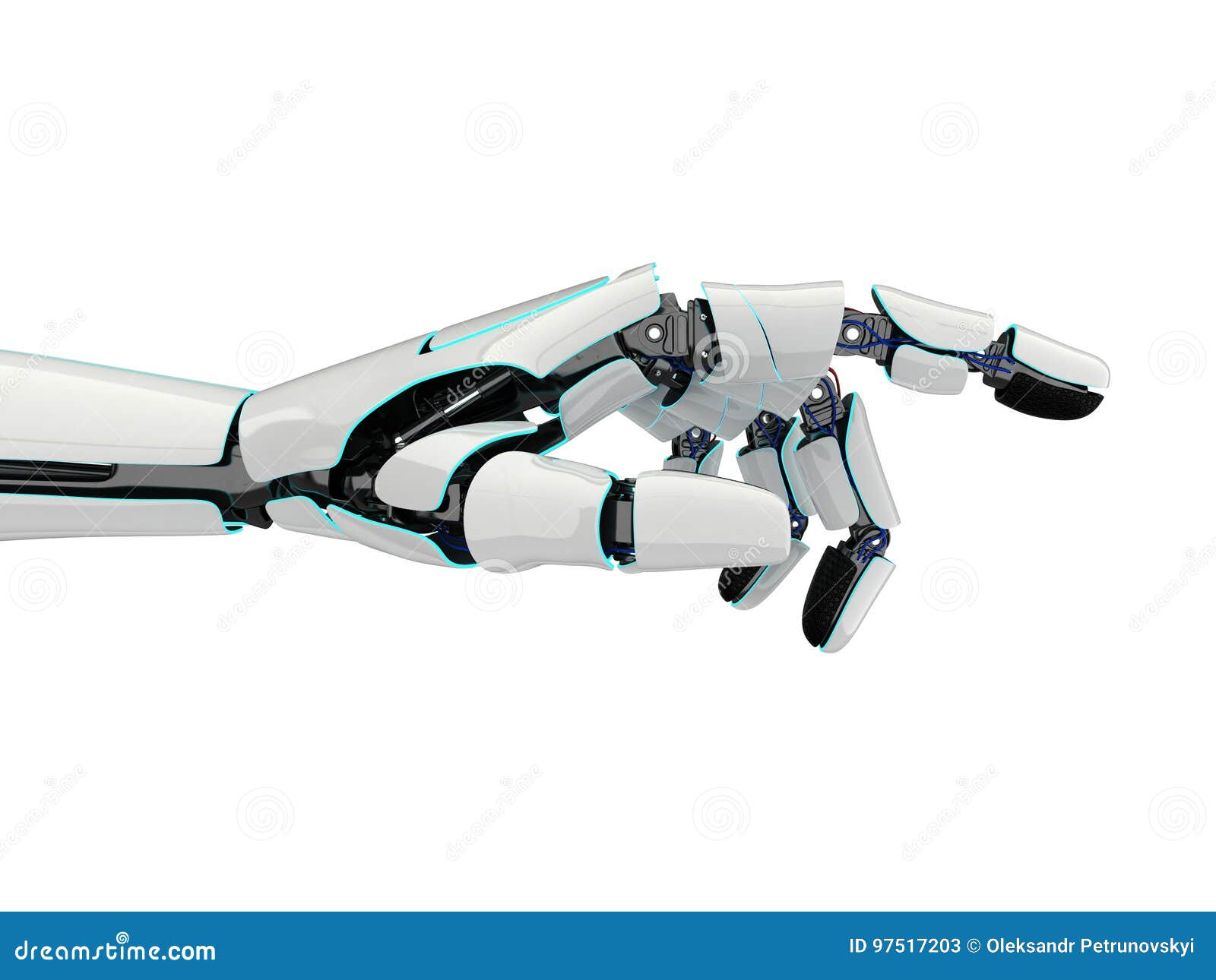 3D Rendering Robotic Hand on a White Background Stock Illustration ...