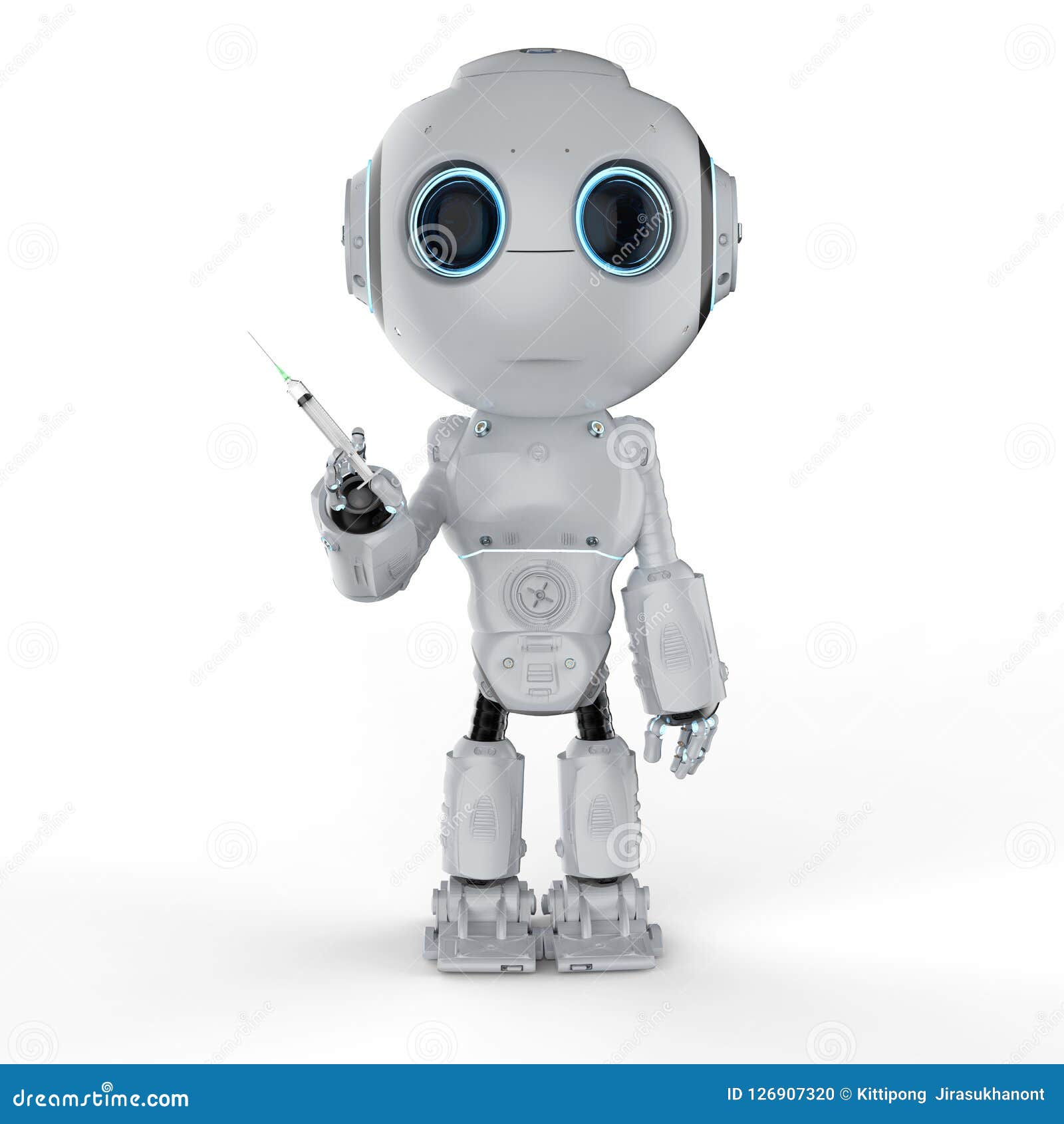 Robotic nurse with syringe stock illustration. Illustration of cartoon ...