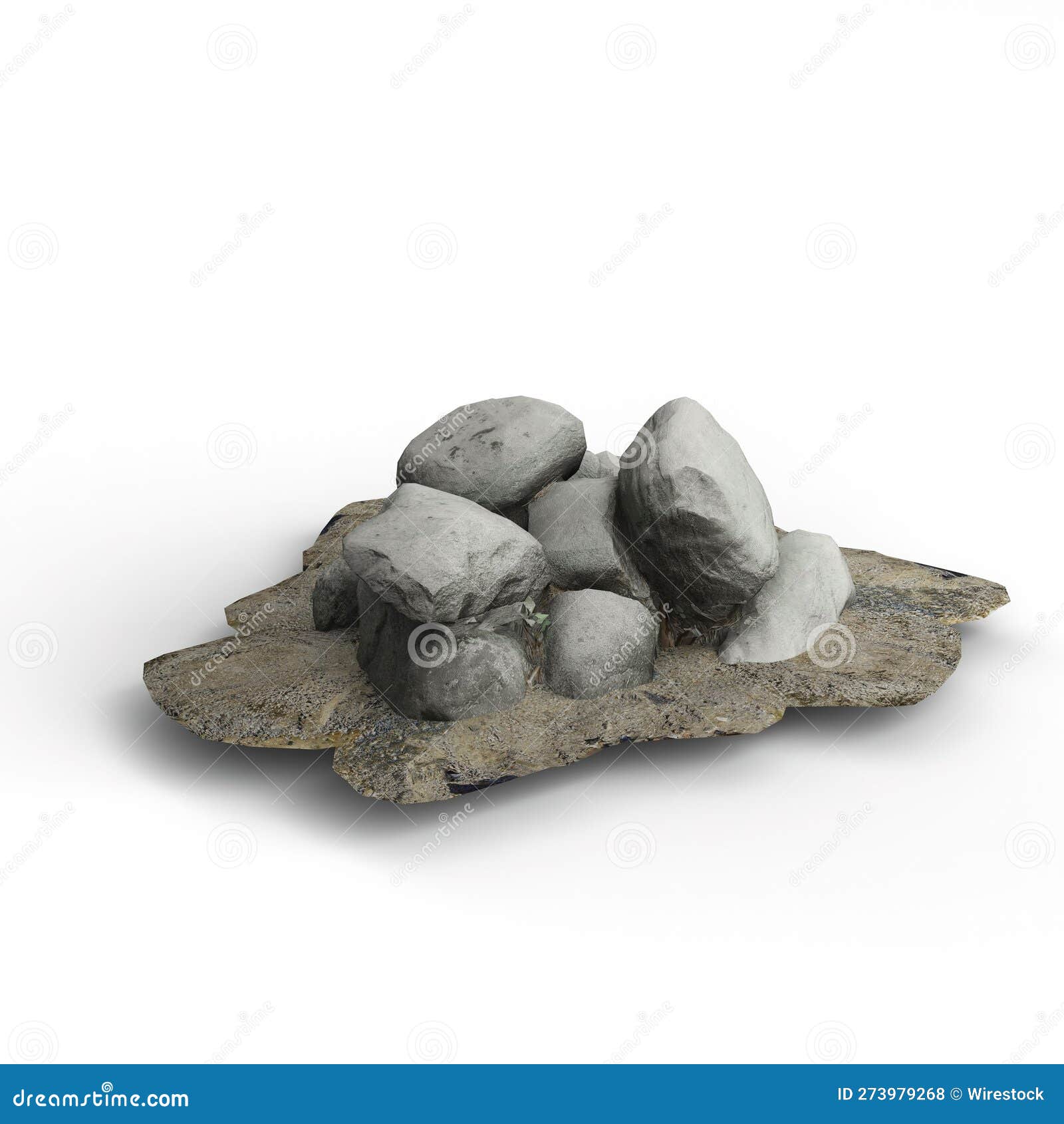 3d Rendering of Rock Pile on a White Surface Stock Illustration ...