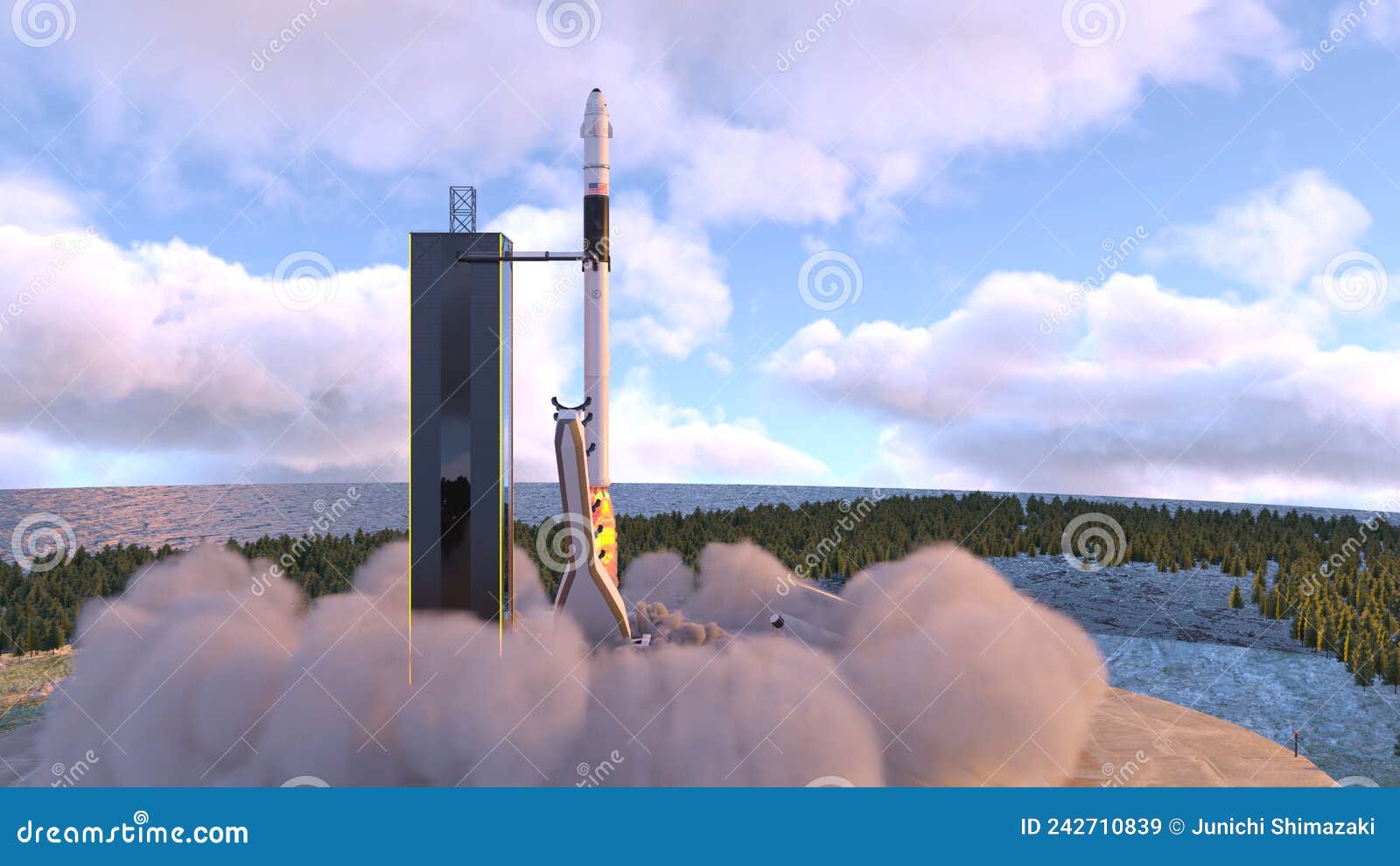 3D Rendering of the Rocket Launch Pad Stock Illustration - Illustration ...