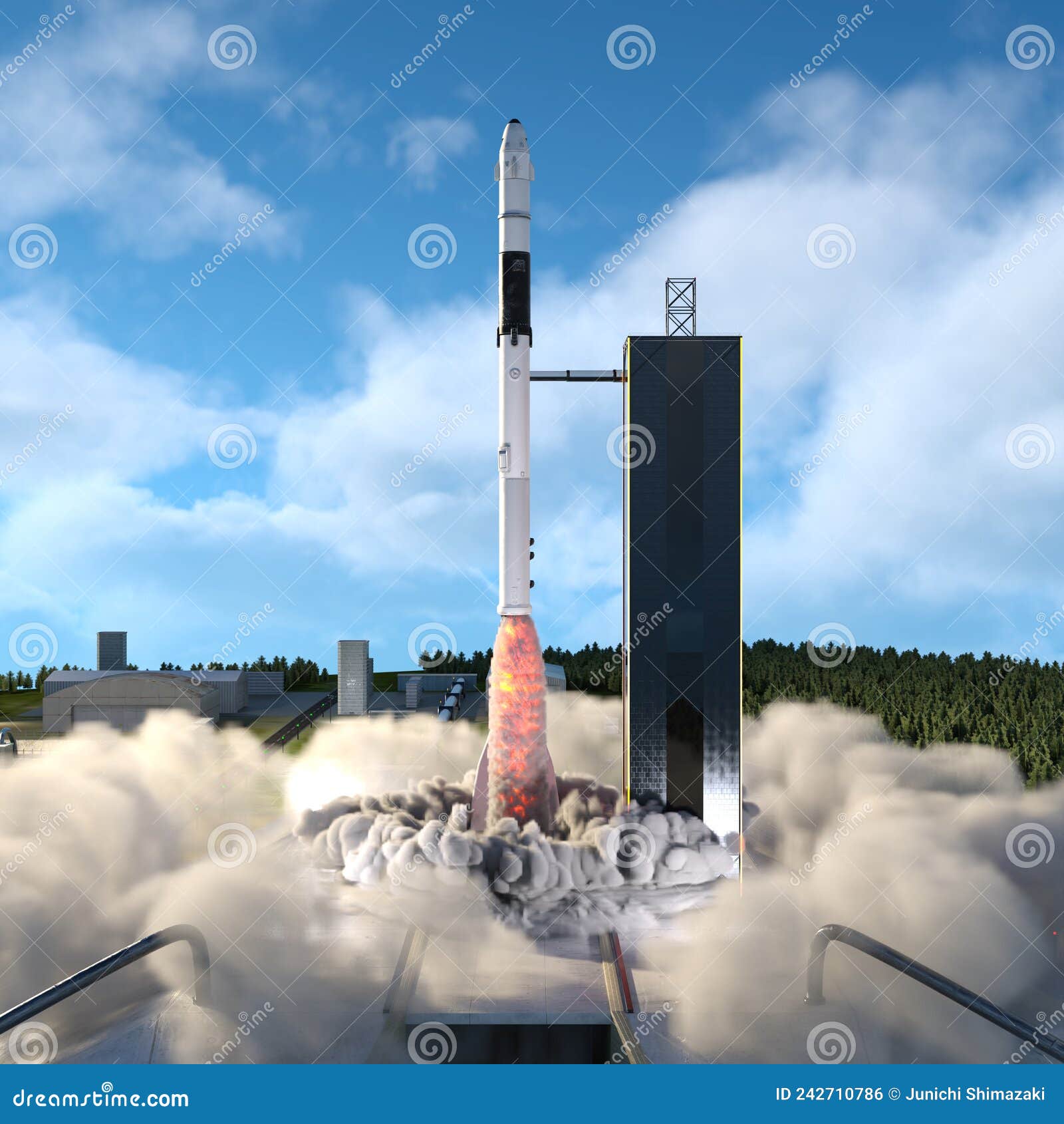 3D Rendering of the Rocket Launch Pad Stock Illustration - Illustration ...