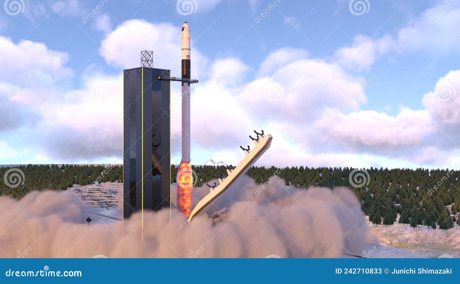 3D Rendering of the Rocket Launch Pad Stock Illustration - Illustration ...