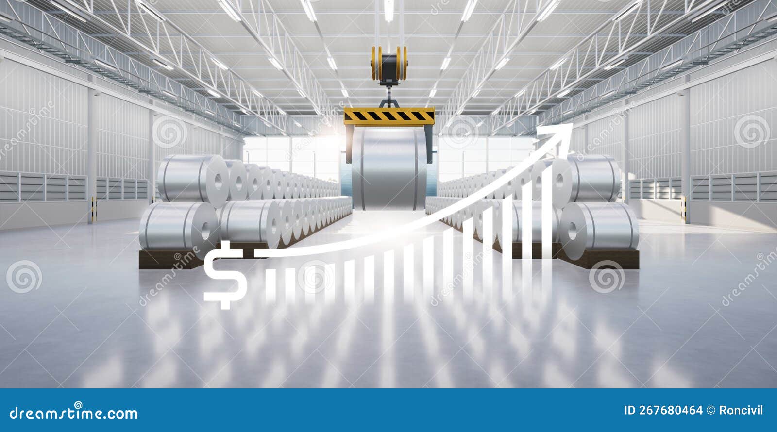 3d Rendering of Roll Steel and Overhead Crane. Stock Illustration ...