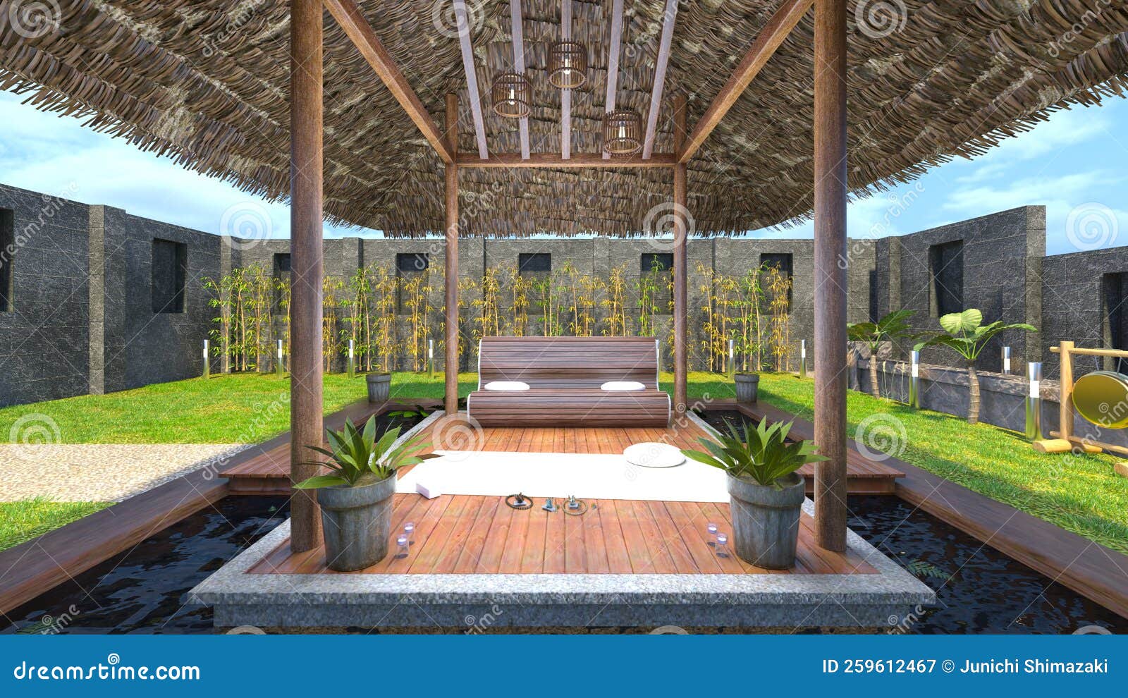 3D Rendering of the Roof Garden Stock Illustration - Illustration of ...