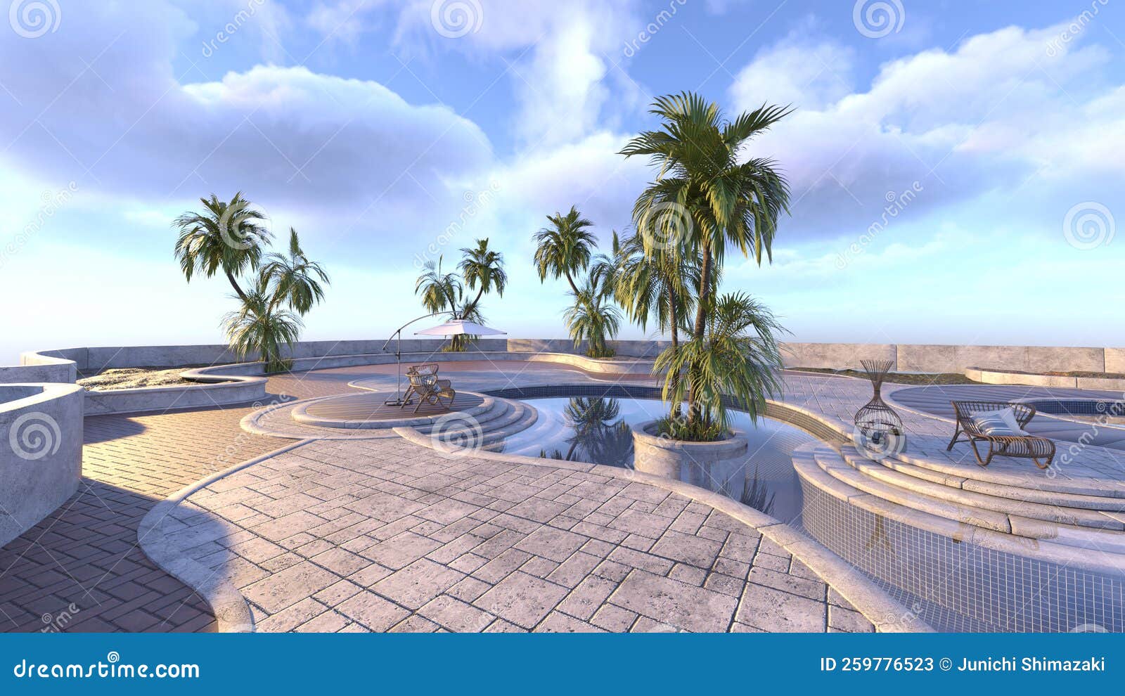 3D Rendering of the Rooftop Swimming Pool Stock Illustration ...