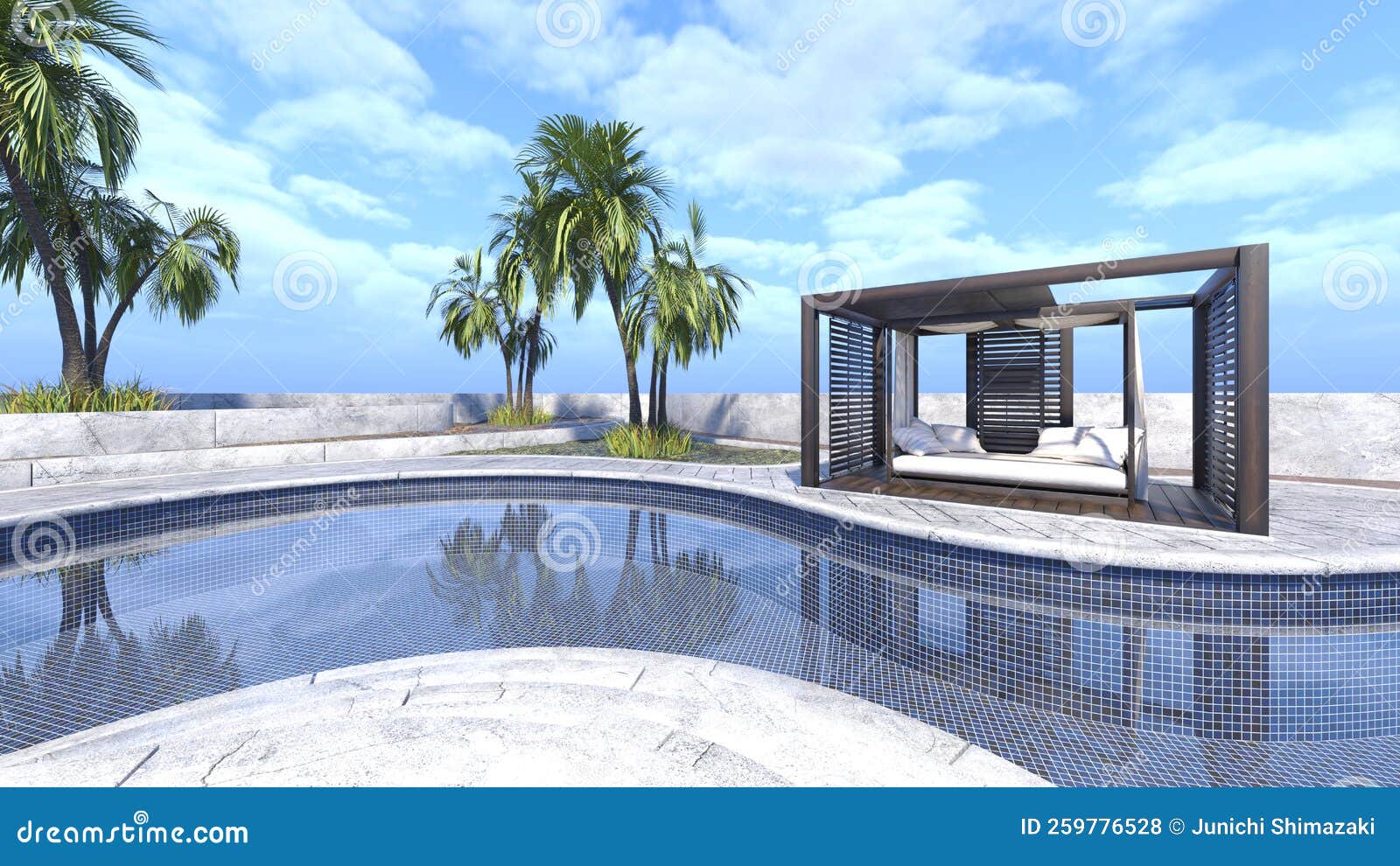 3D Rendering of the Rooftop Swimming Pool Stock Illustration ...