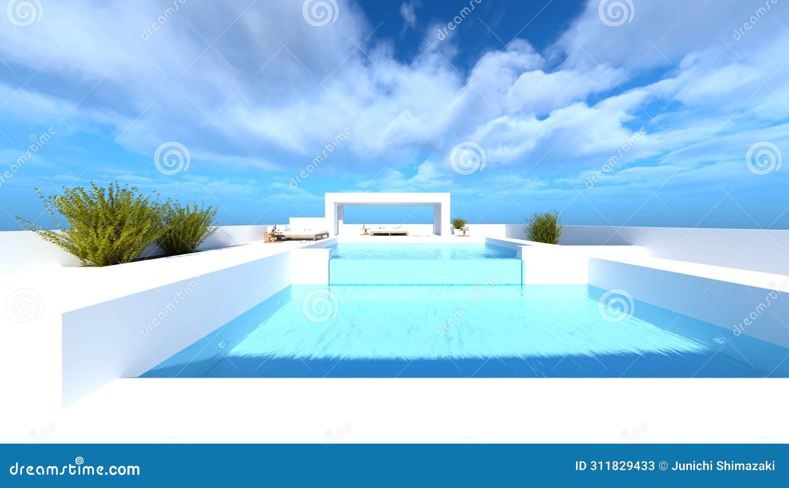 3D Rendering of the Rooftop Swimming Pool Stock Illustration ...