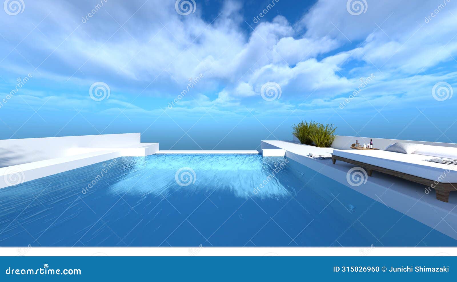 3D Rendering of the Rooftop Swimming Pool Stock Illustration ...