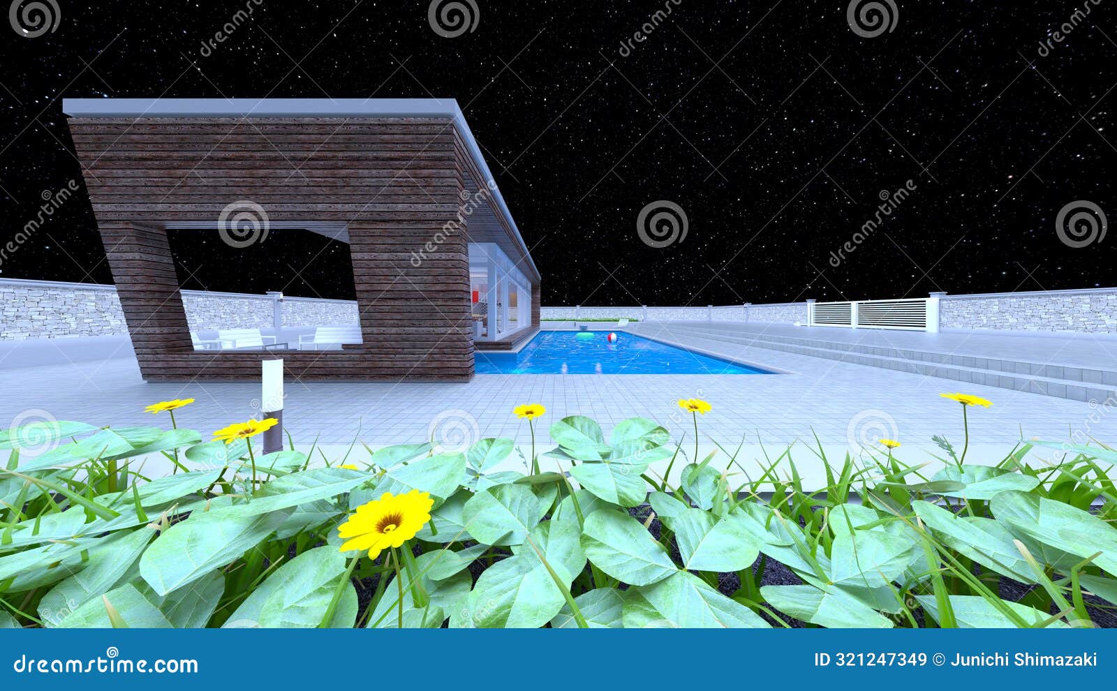 3D Rendering of the Rooftop Swimming Pool Stock Illustration ...