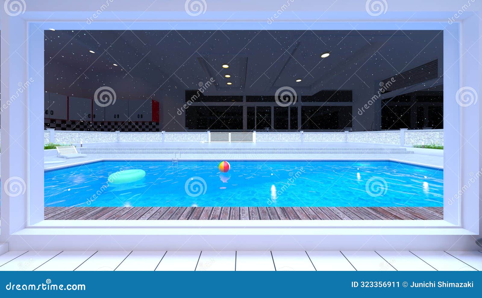 3D Rendering of the Rooftop Swimming Pool Stock Image - Image of lounge ...