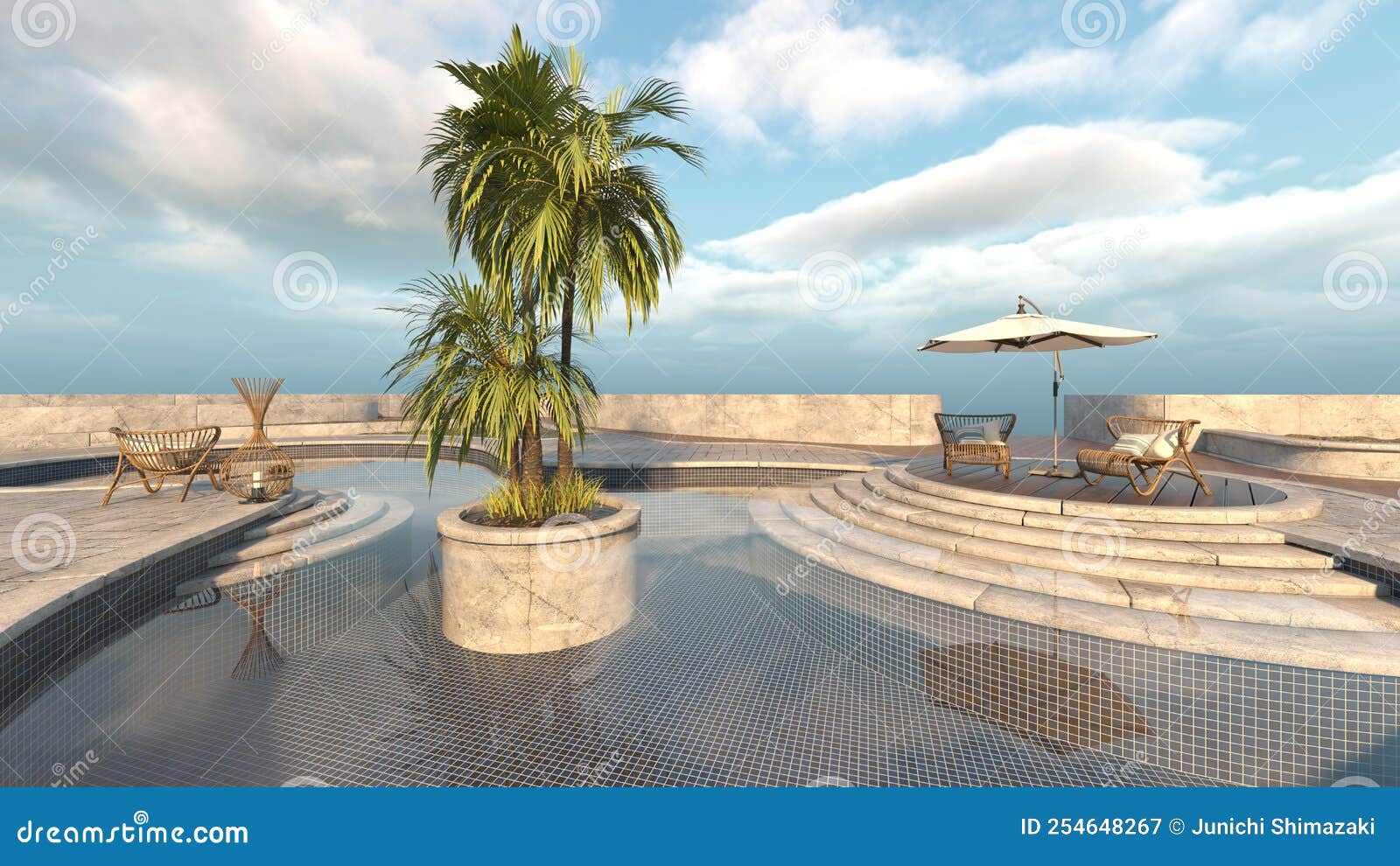3D Rendering of the Rooftop Swimming Pool Stock Illustration ...