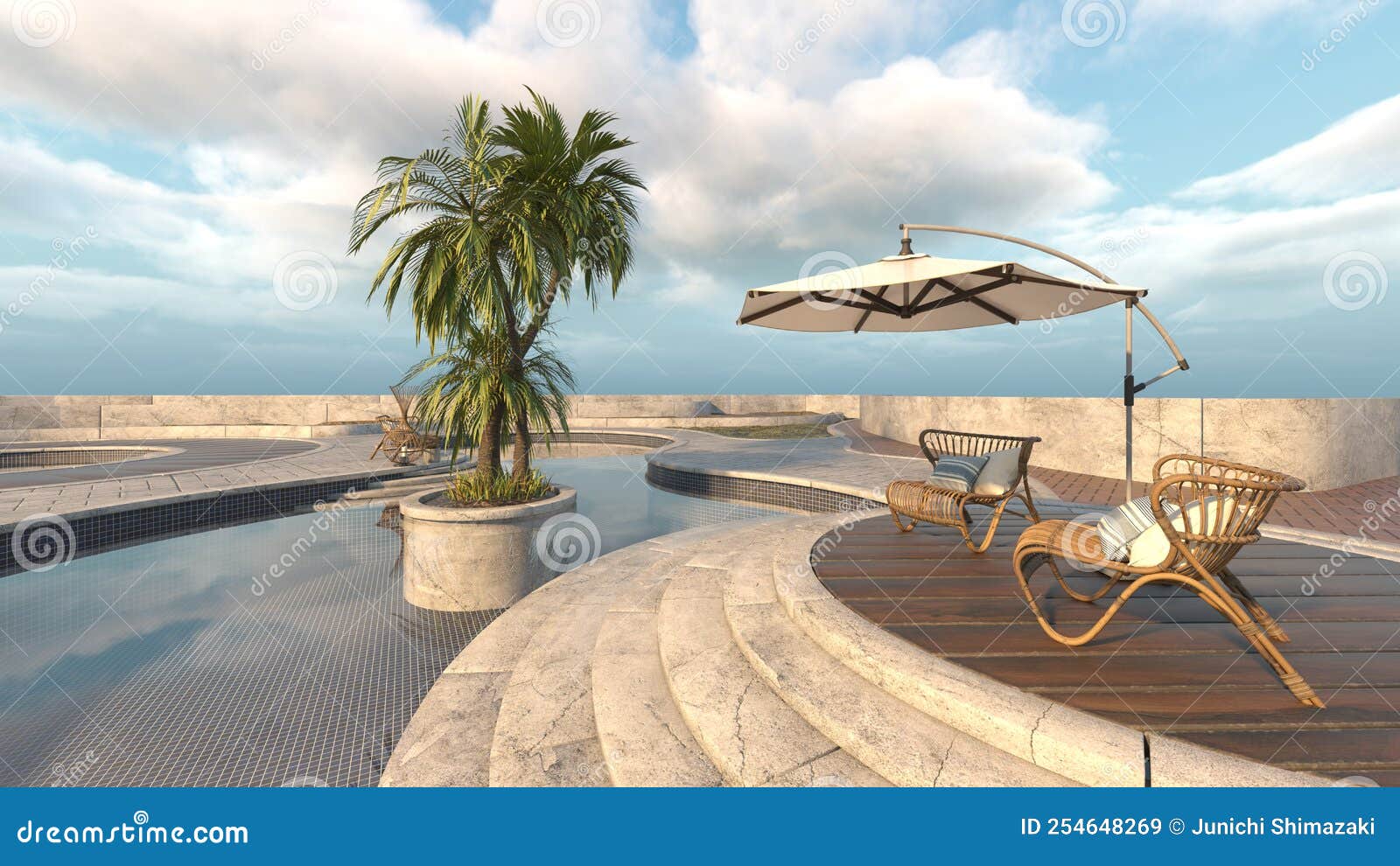3D Rendering of the Rooftop Swimming Pool Stock Illustration ...