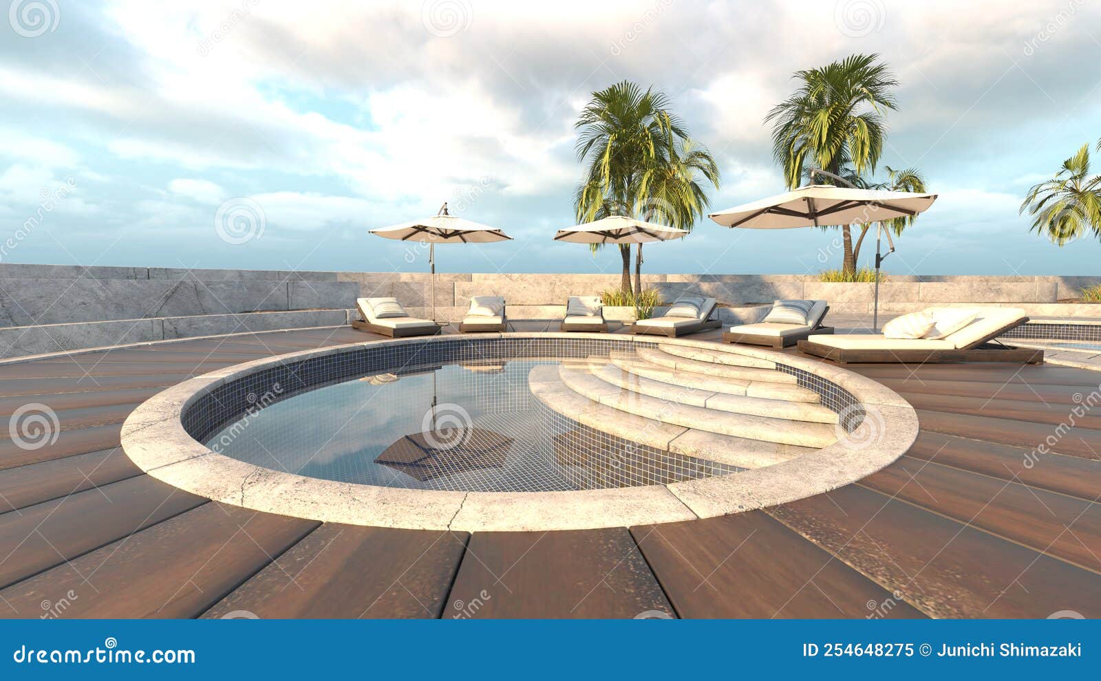 3D Rendering of the Rooftop Swimming Pool Stock Illustration ...