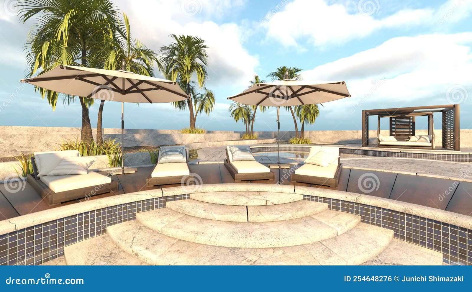 3D Rendering of the Rooftop Swimming Pool Stock Illustration ...