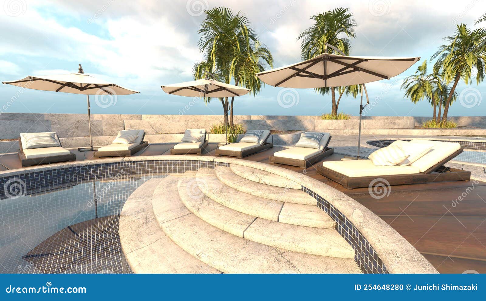 Rooftop Swimming Pool With Garden Royalty-Free Illustration ...