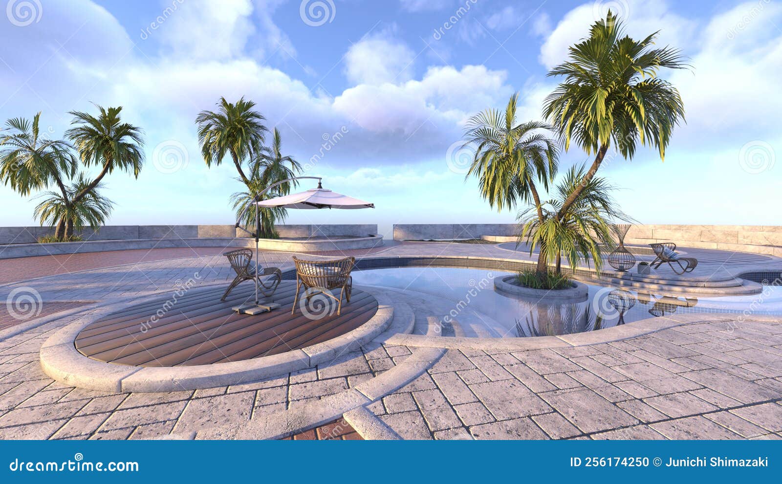 3D Rendering of the Rooftop Swimming Pool Stock Illustration ...