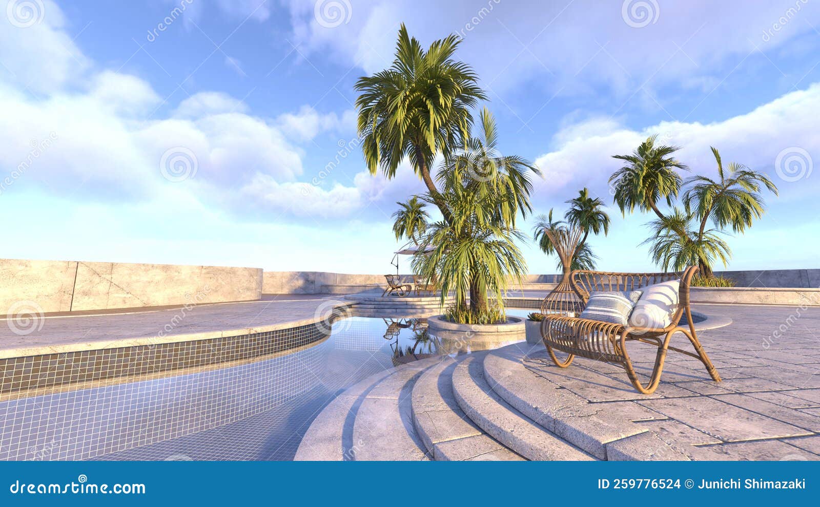 3D Rendering of the Rooftop Swimming Pool Stock Illustration ...