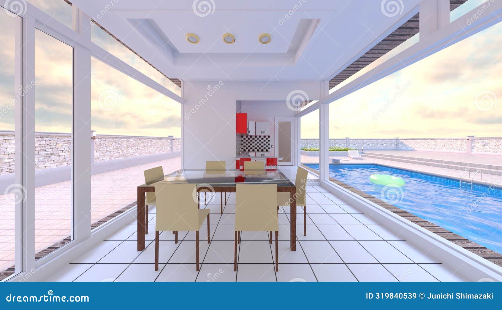 3D Rendering of the Rooftop Swimming Pool Stock Illustration ...
