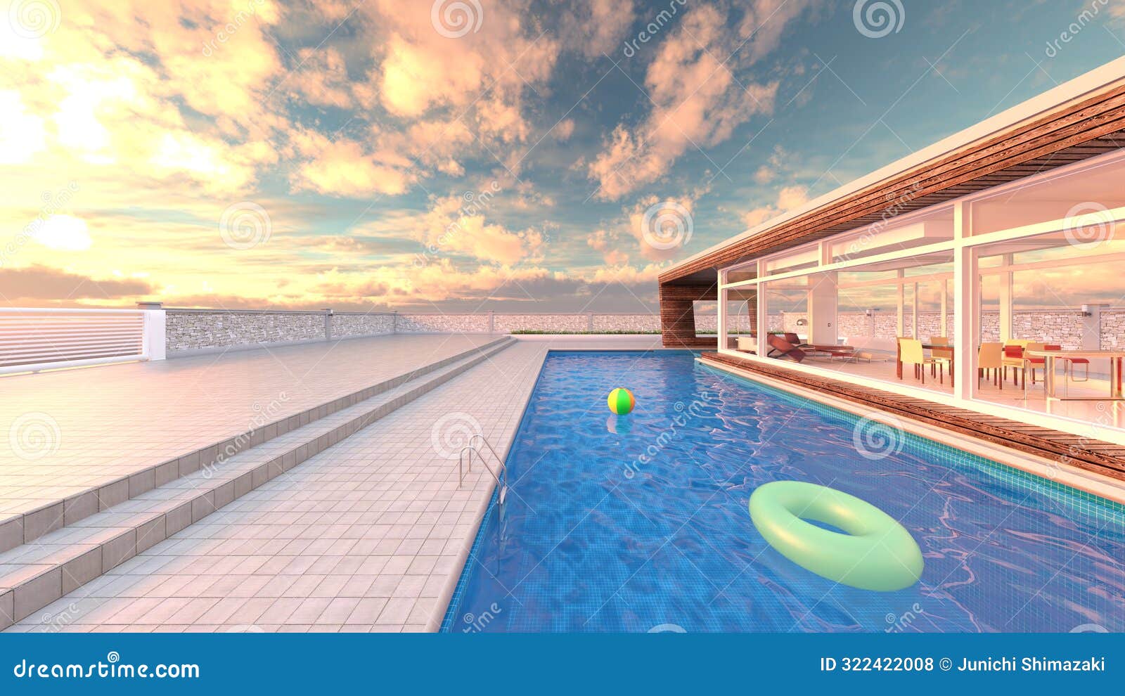 3D Rendering of the Rooftop Swimming Pool Stock Illustration ...