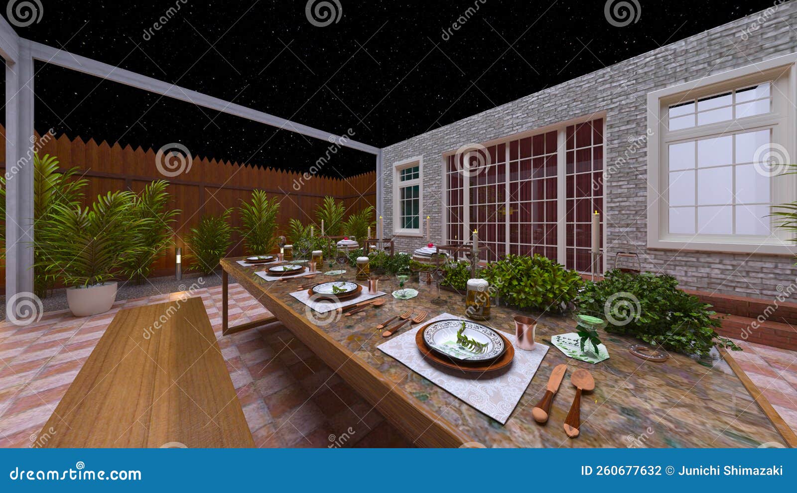 3D Rendering of the Rooftop Terrace Stock Illustration - Illustration ...
