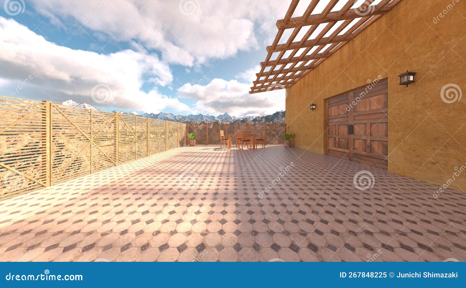 3D Rendering of the Rooftop Terrace Stock Illustration - Illustration ...