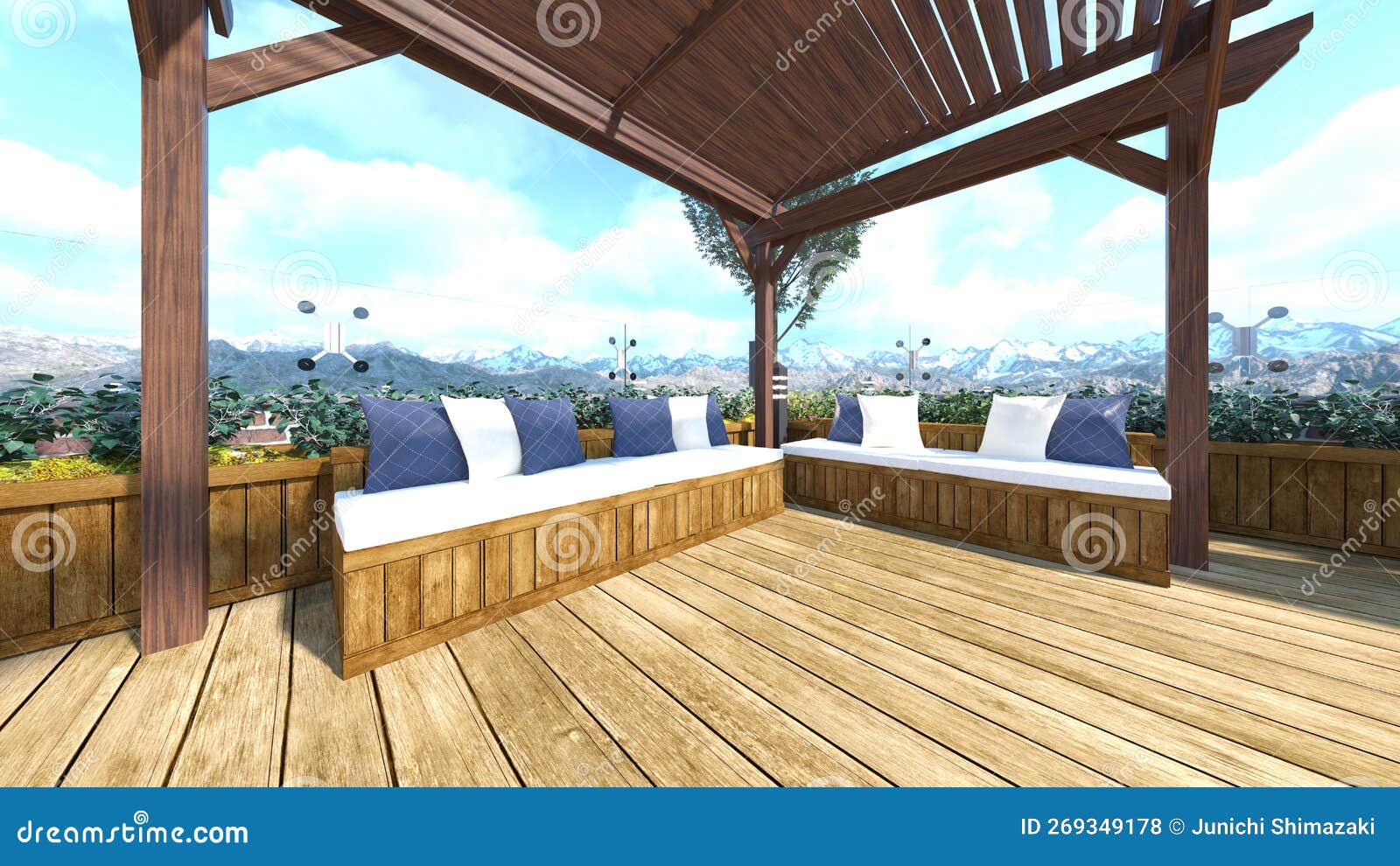 3D Rendering of the Rooftop Terrace Stock Illustration - Illustration ...