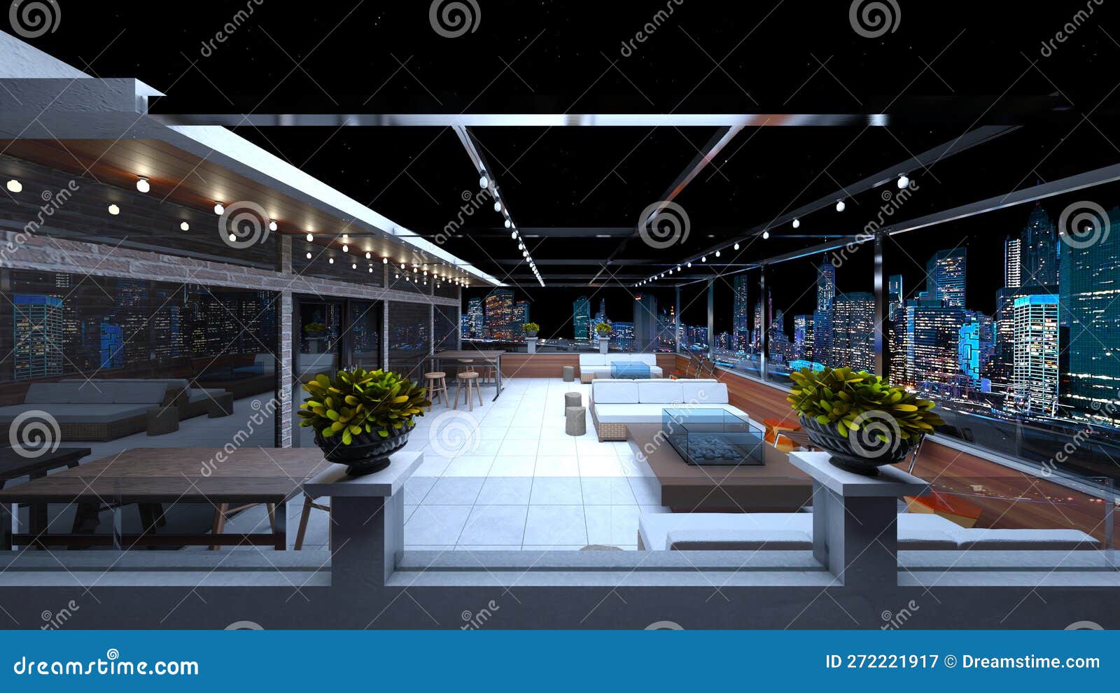 3D Rendering of the Rooftop Terrace Stock Illustration - Illustration ...