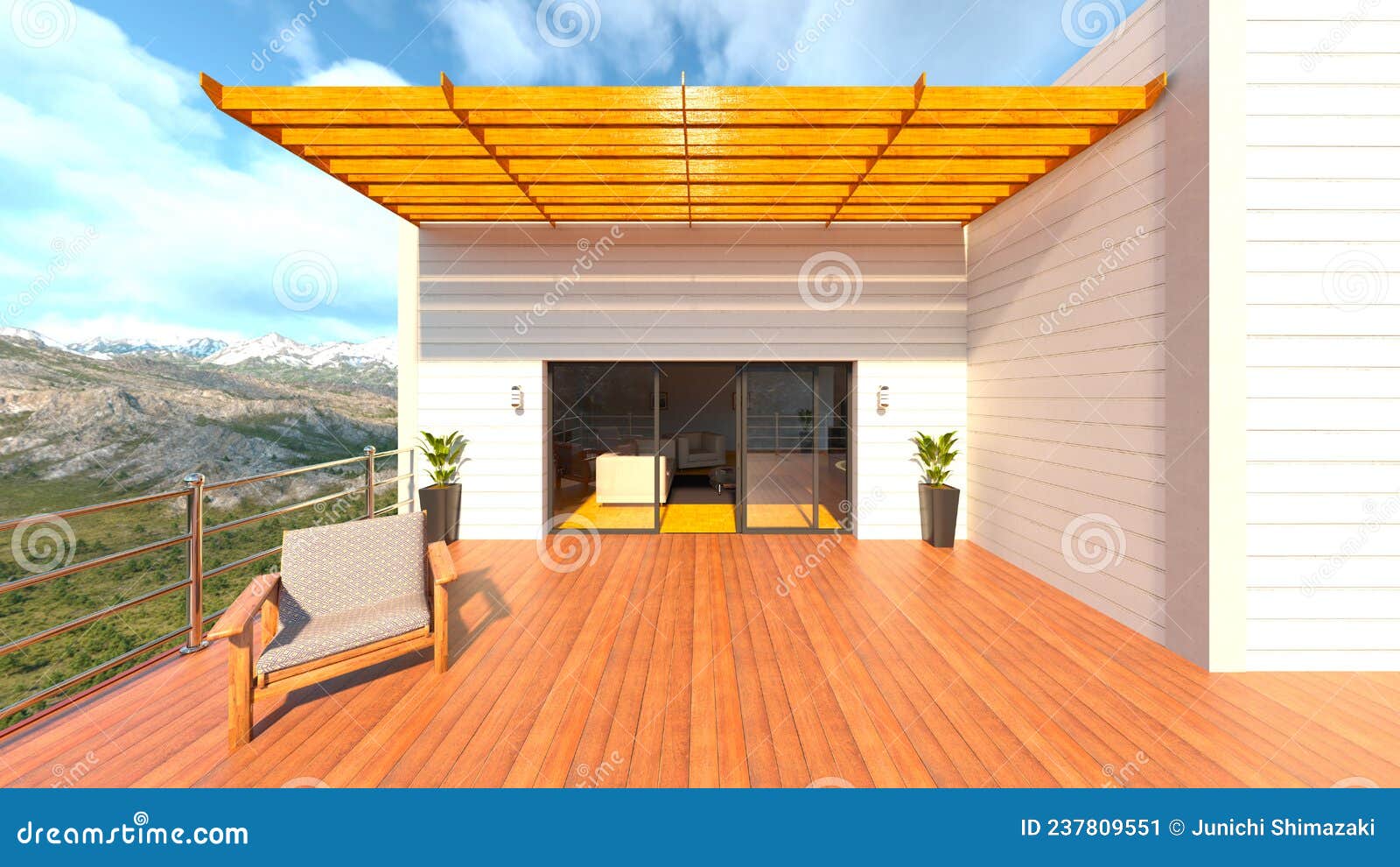 3D Rendering of the Rooftop Terrace Stock Illustration - Illustration ...