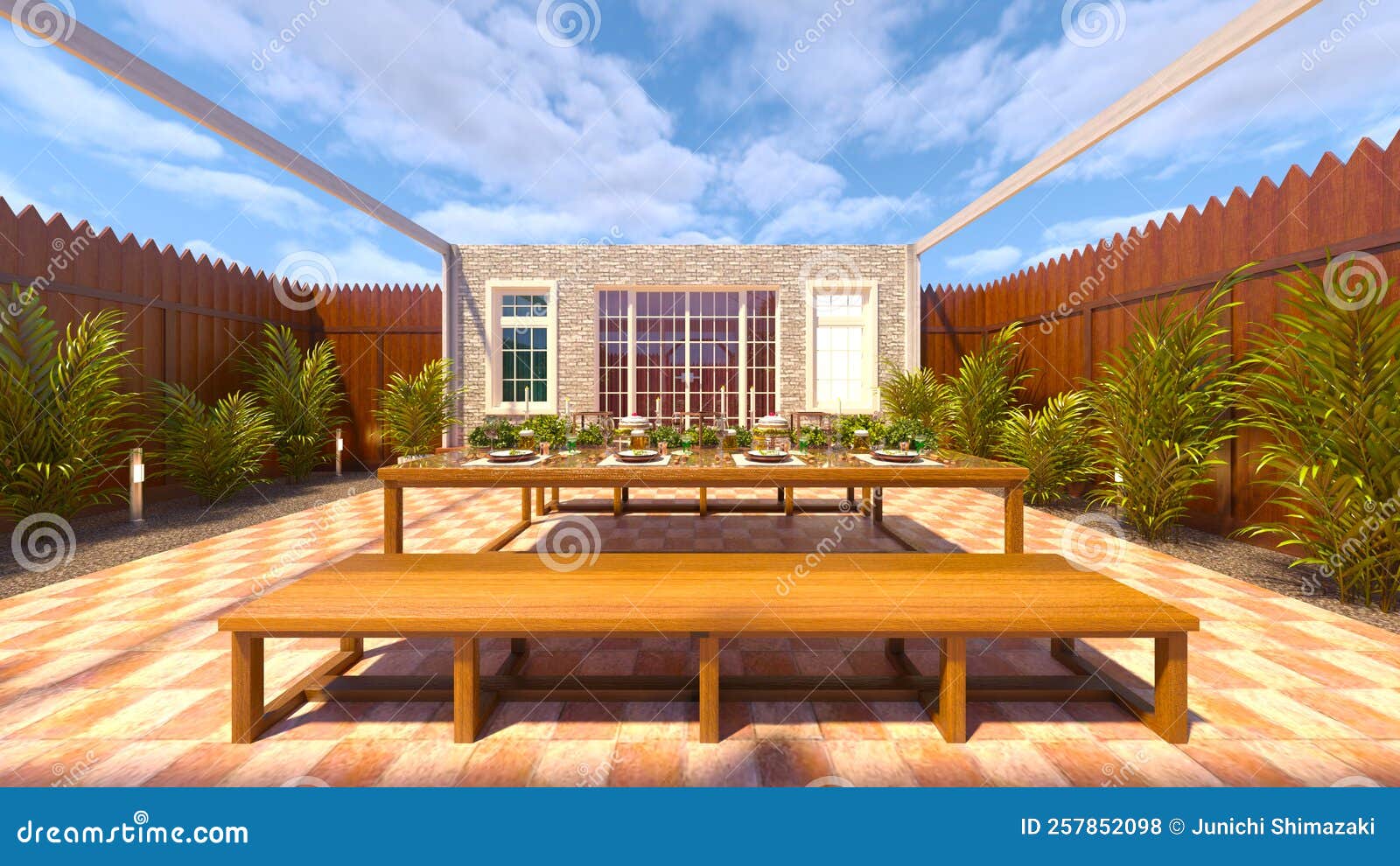 3D Rendering of the Rooftop Terrace Stock Illustration - Illustration ...